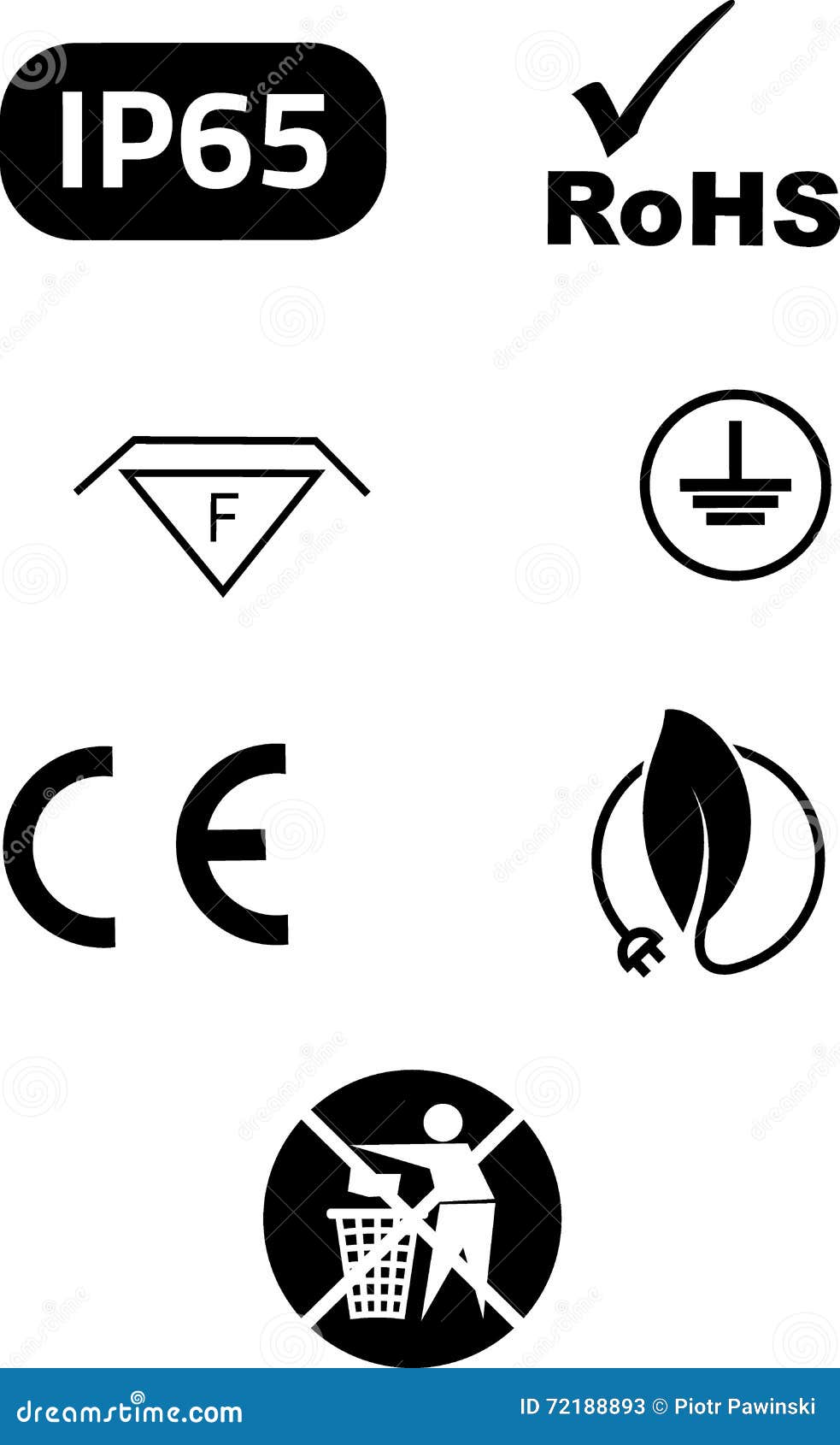 Symbols of Electrical Safety Stock Vector - Illustration of ip65, label ...