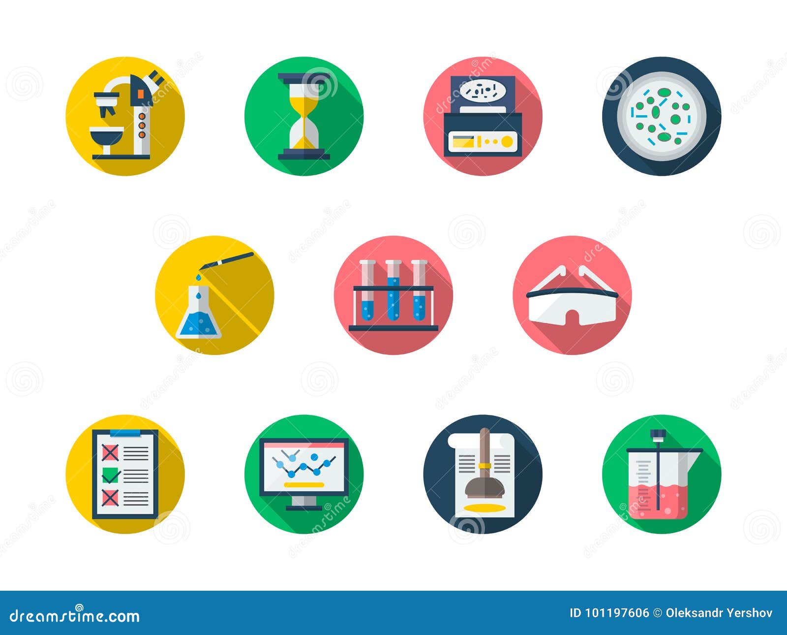 Forensic Flat Round Icons Set Stock Illustration - Illustration of ...