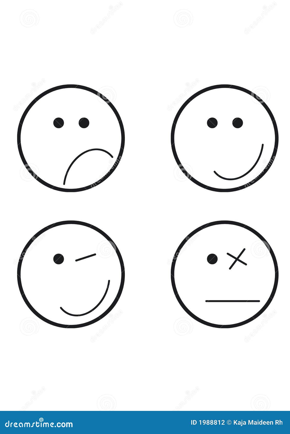 Symbols Four Different Faces Stock Illustration - Illustration of smile ...