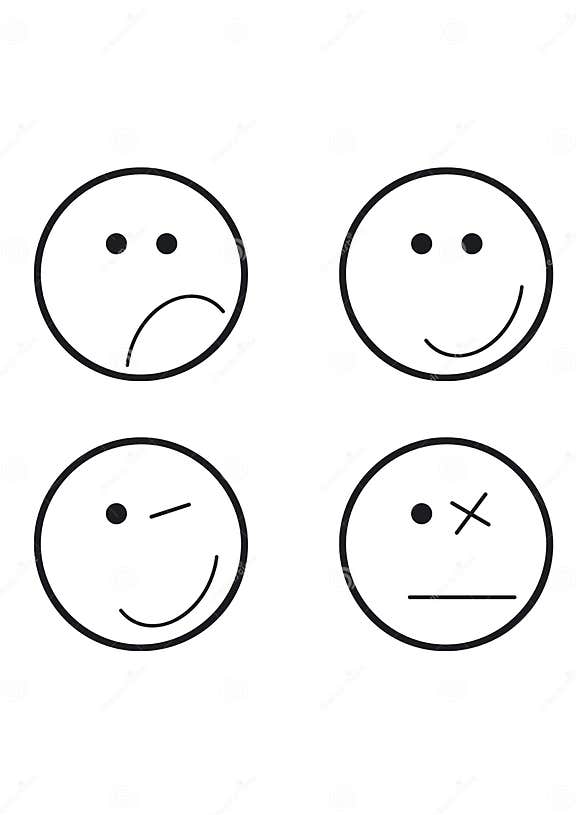Symbols Four Different Faces Stock Illustration - Illustration of smile ...