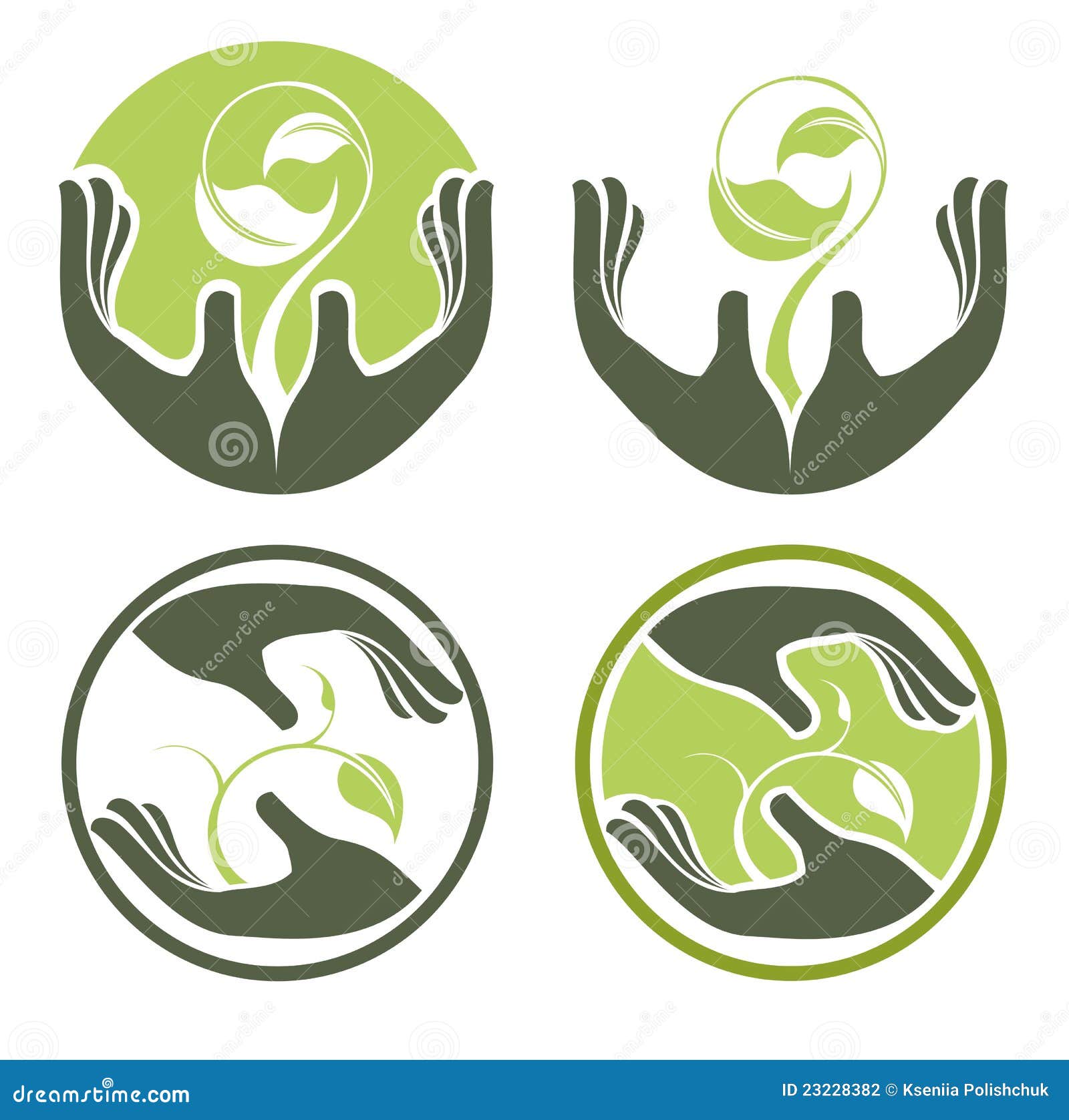 Symbols of Human S Hands and Growing Plants Stock Vector - Illustration ...