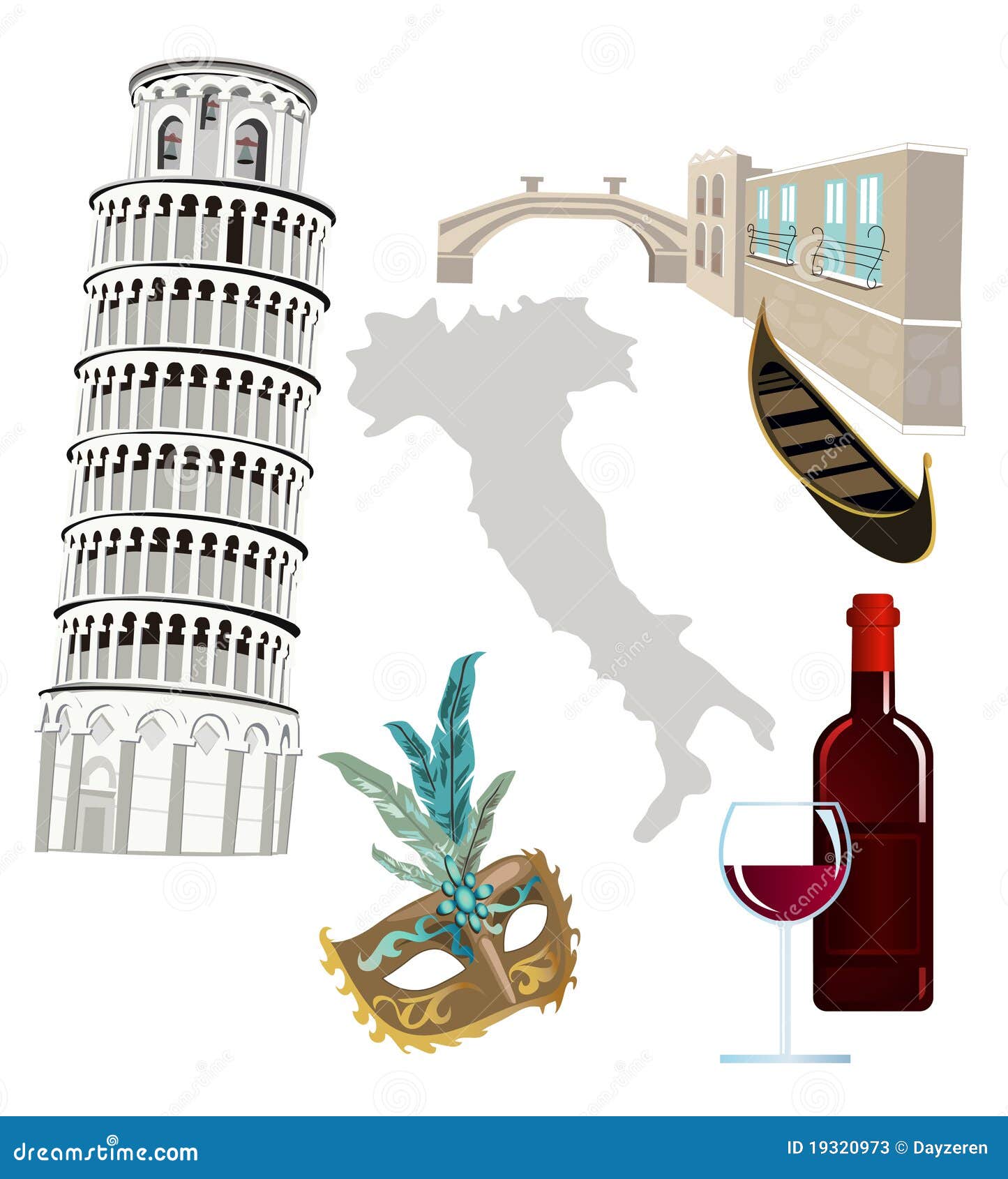 Symbols of Italy stock vector. Illustration of love, italian - 19320973
