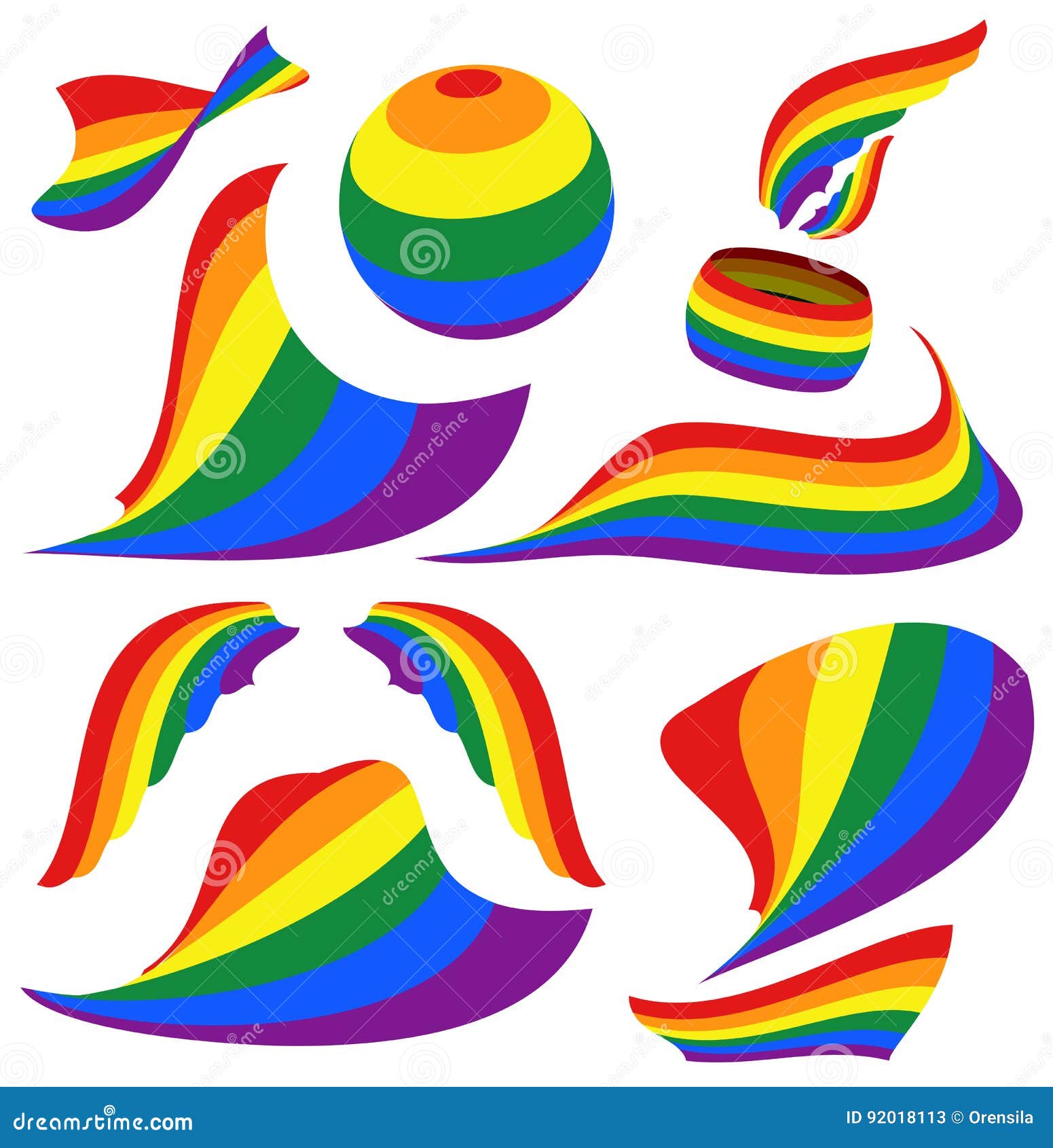 Symbols Of Lgbt Rainbow Pride Flag Circle Silhouette Wings And Sail