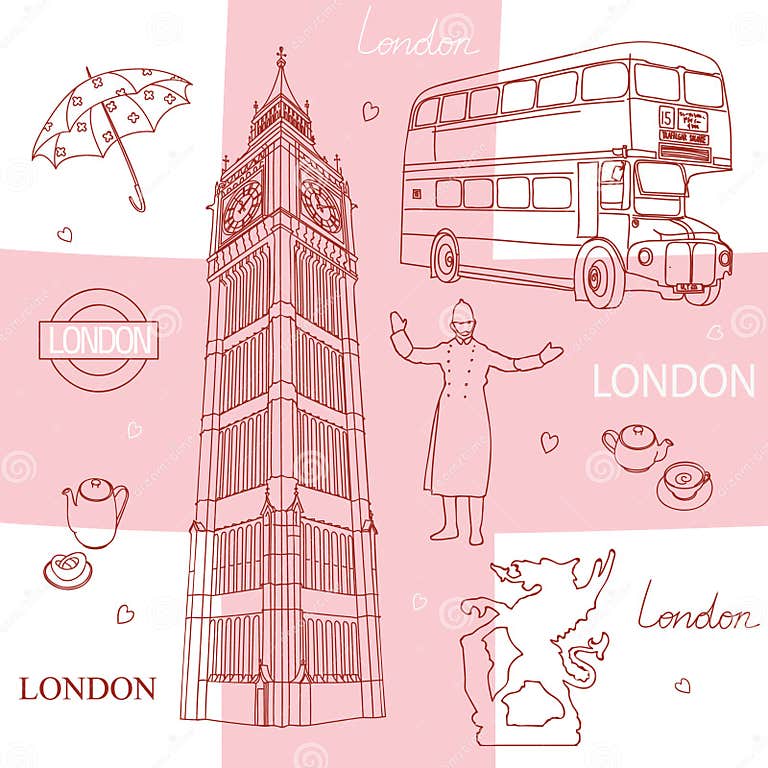 Symbols of London stock vector. Illustration of symbol - 16357334