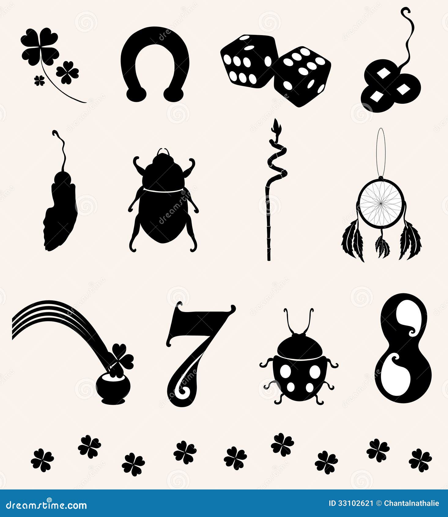 12 symbols of luck stock vector. Illustration of number - 33102621