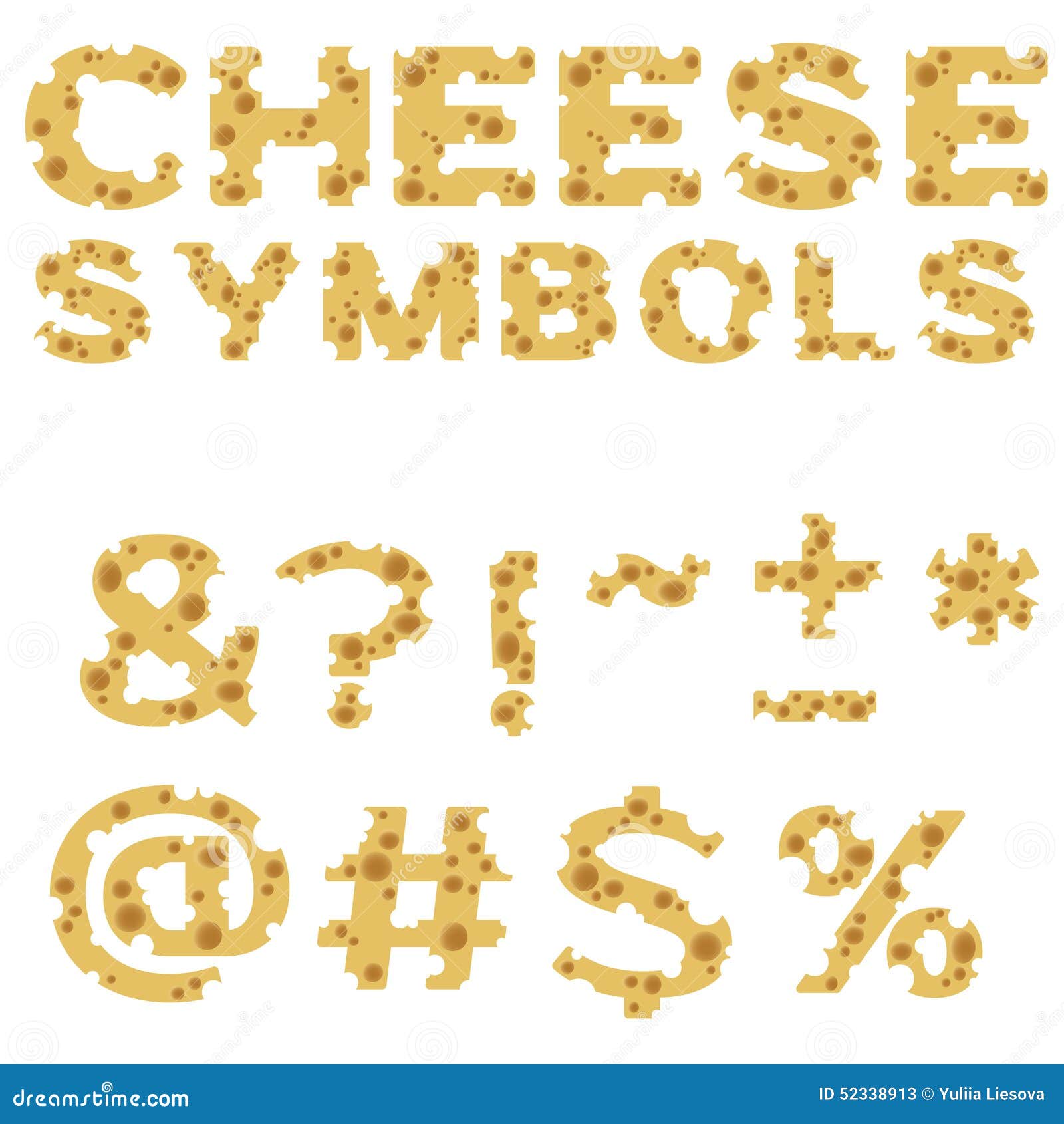 Symbols Made of Cheese in Flat Design Stock Vector - Illustration of ...