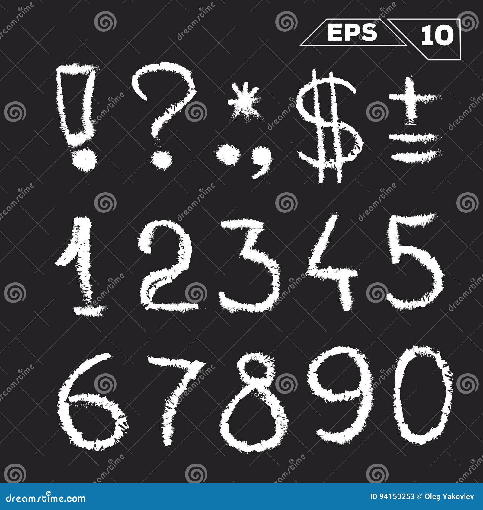 Symbols and Numbers Hand Drawn Stock Vector - Illustration of sign ...