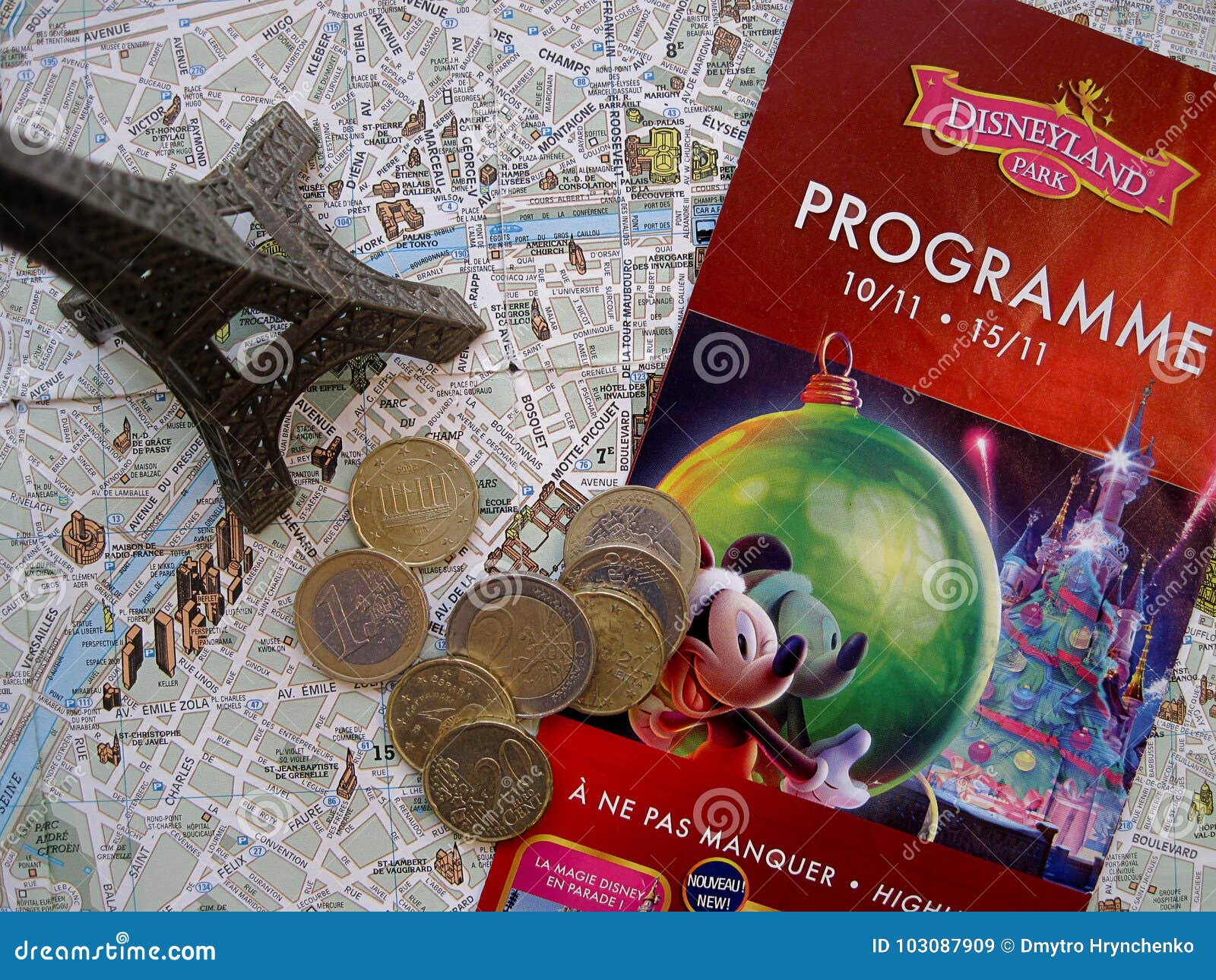 Paris Theme. France Symbols Flat Layout Background Editorial Photo ...