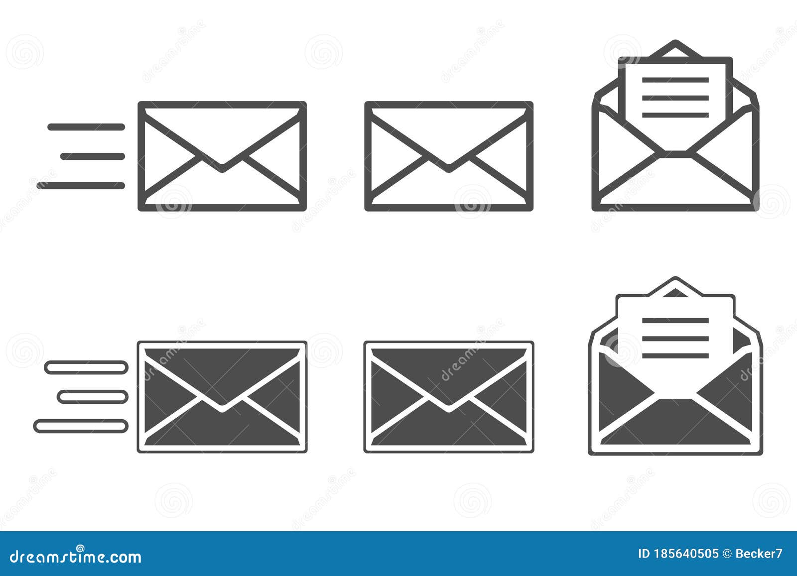 Symbols Of Receiving Email, Opening Envelope And Reading Messages ...