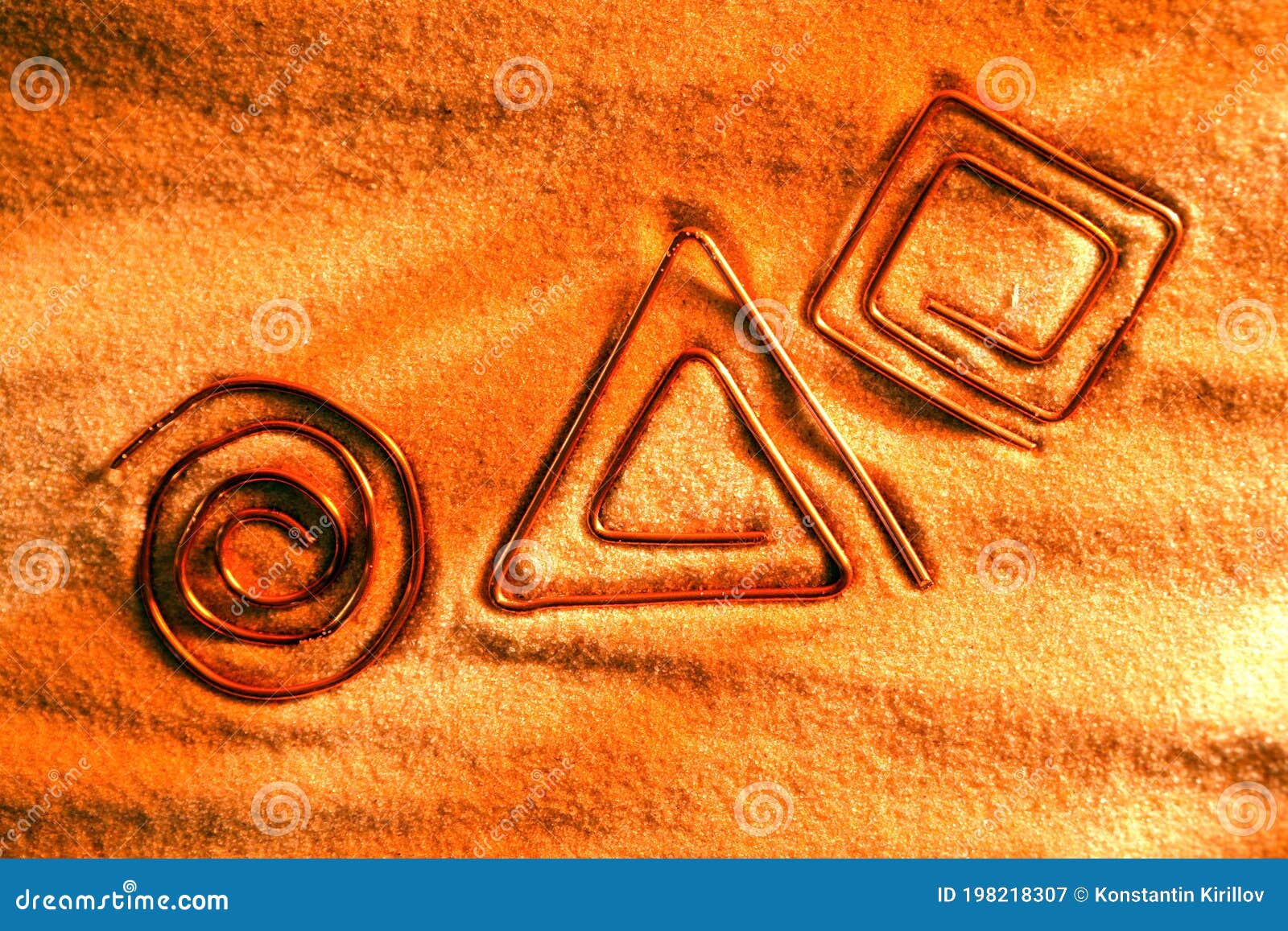 Symbols on Sand stock image. Image of geometry, ring - 198218307
