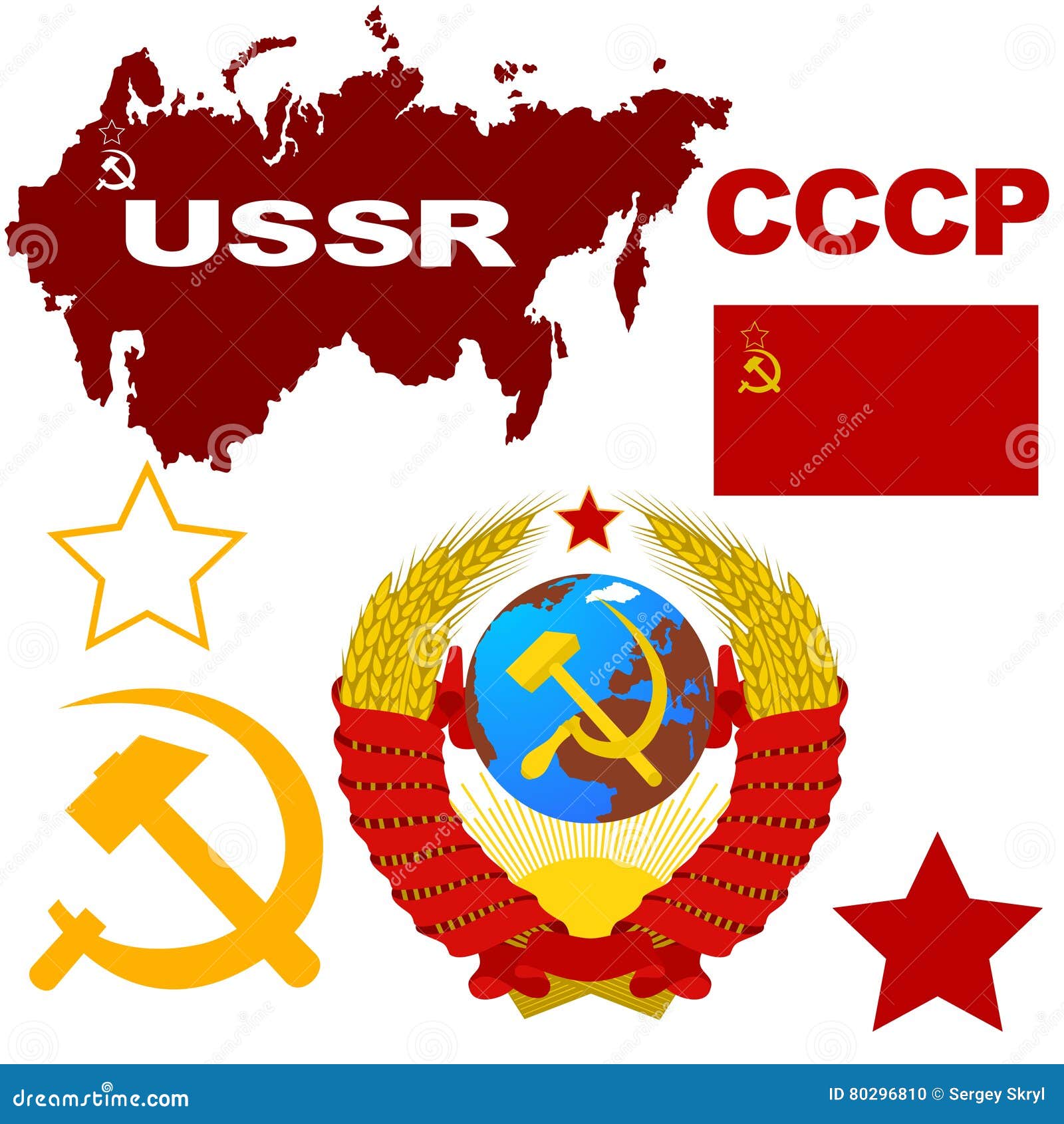 Symbols of the Soviet Union Stock Vector - Illustration of state, sign ...