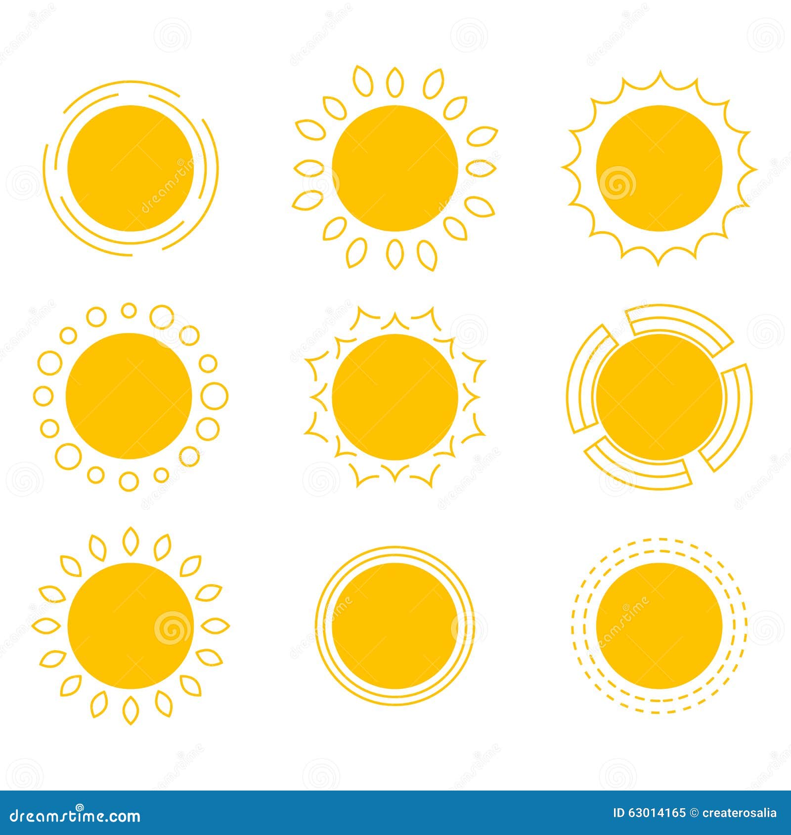 Symbols of the sun. stock vector. Illustration of sunlight - 63014165
