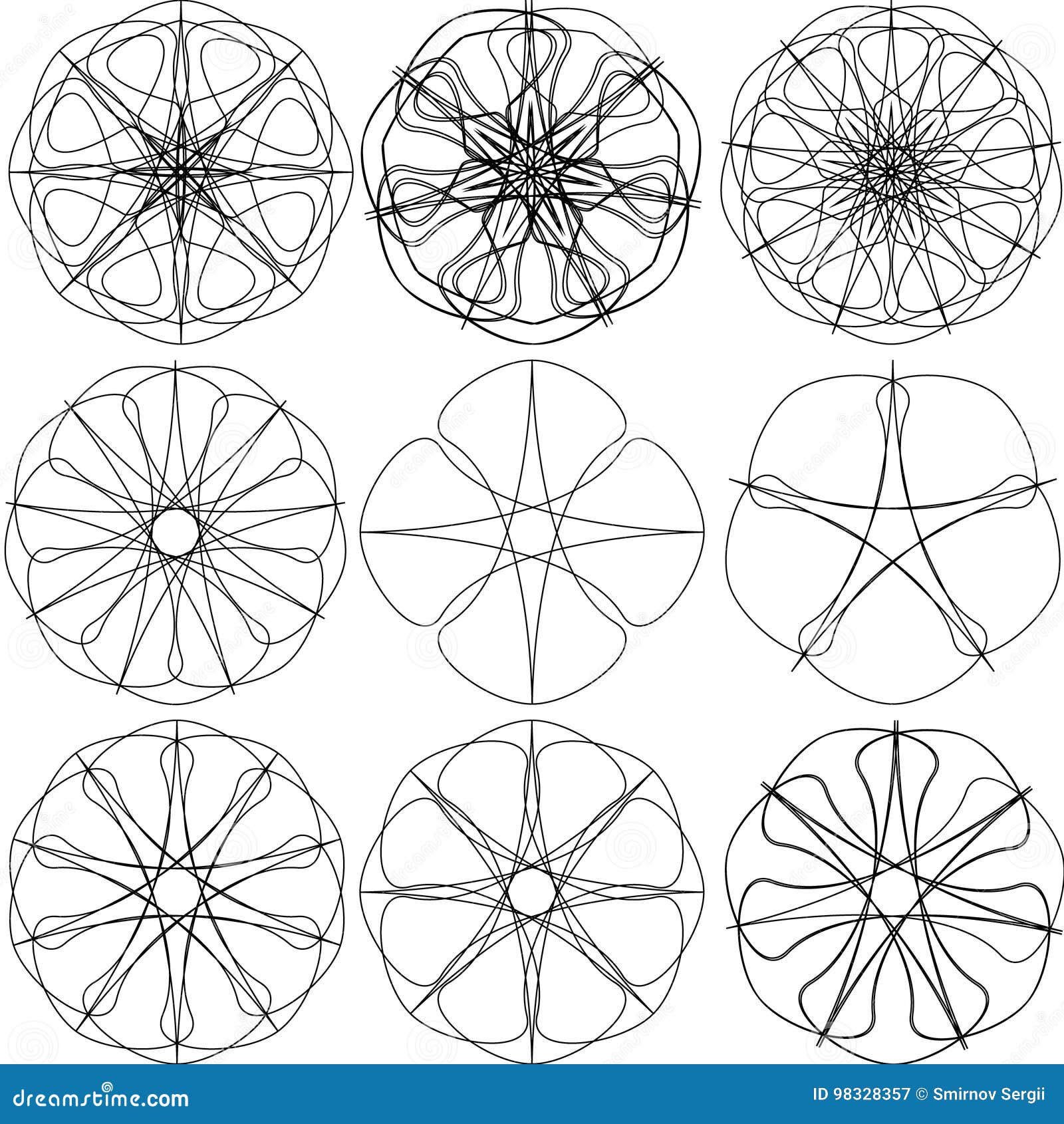 Symbols and Symmetrical Geometric Pattern Stock Illustration ...