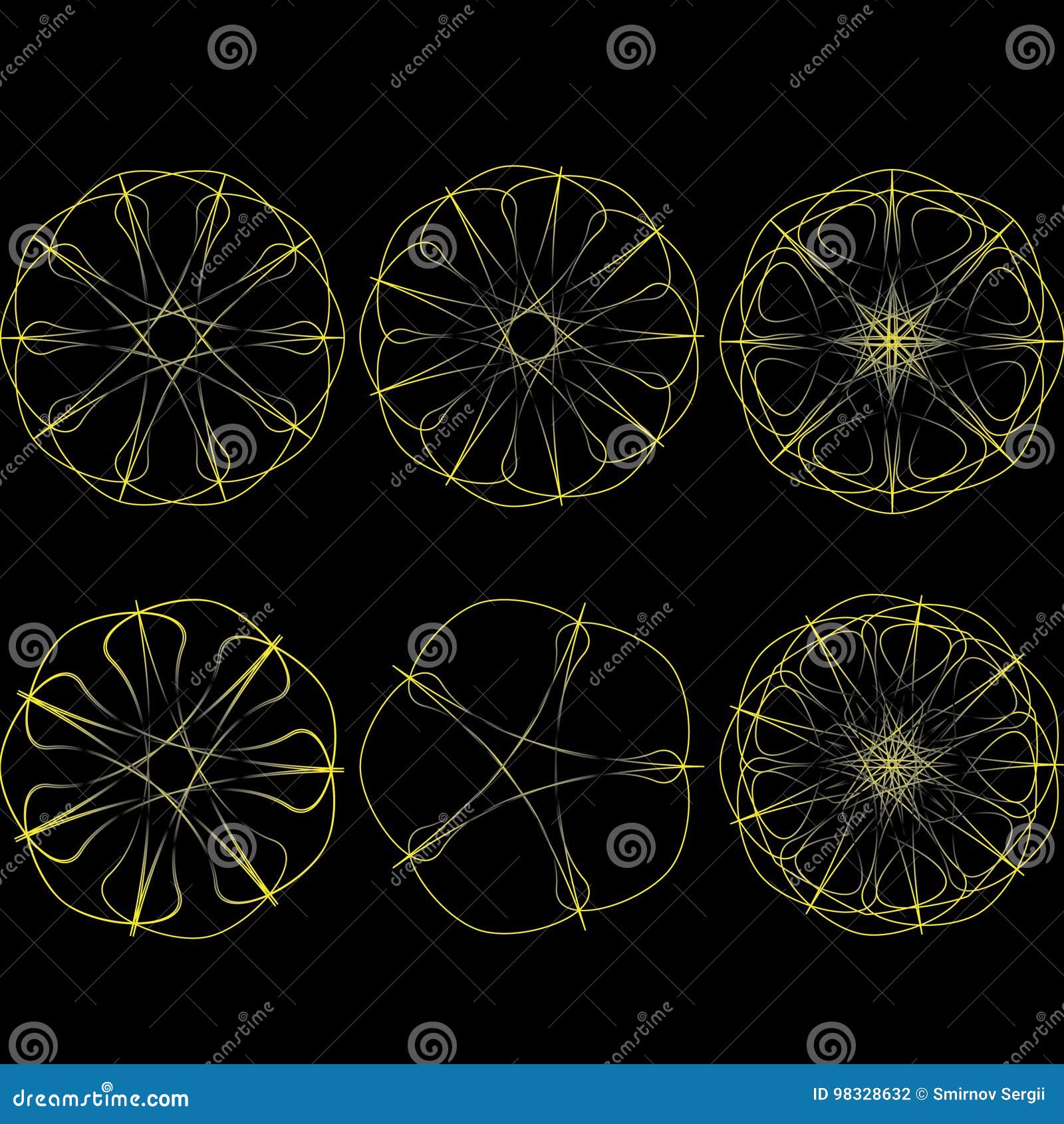 Symbols and Symmetrical Geometric Pattern Stock Illustration ...