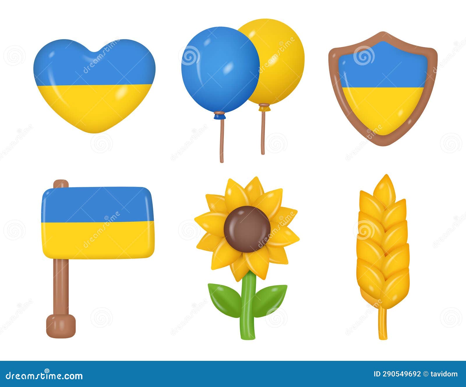 Symbols of Ukraine. 3d Vector Image Isolated Stock Illustration ...