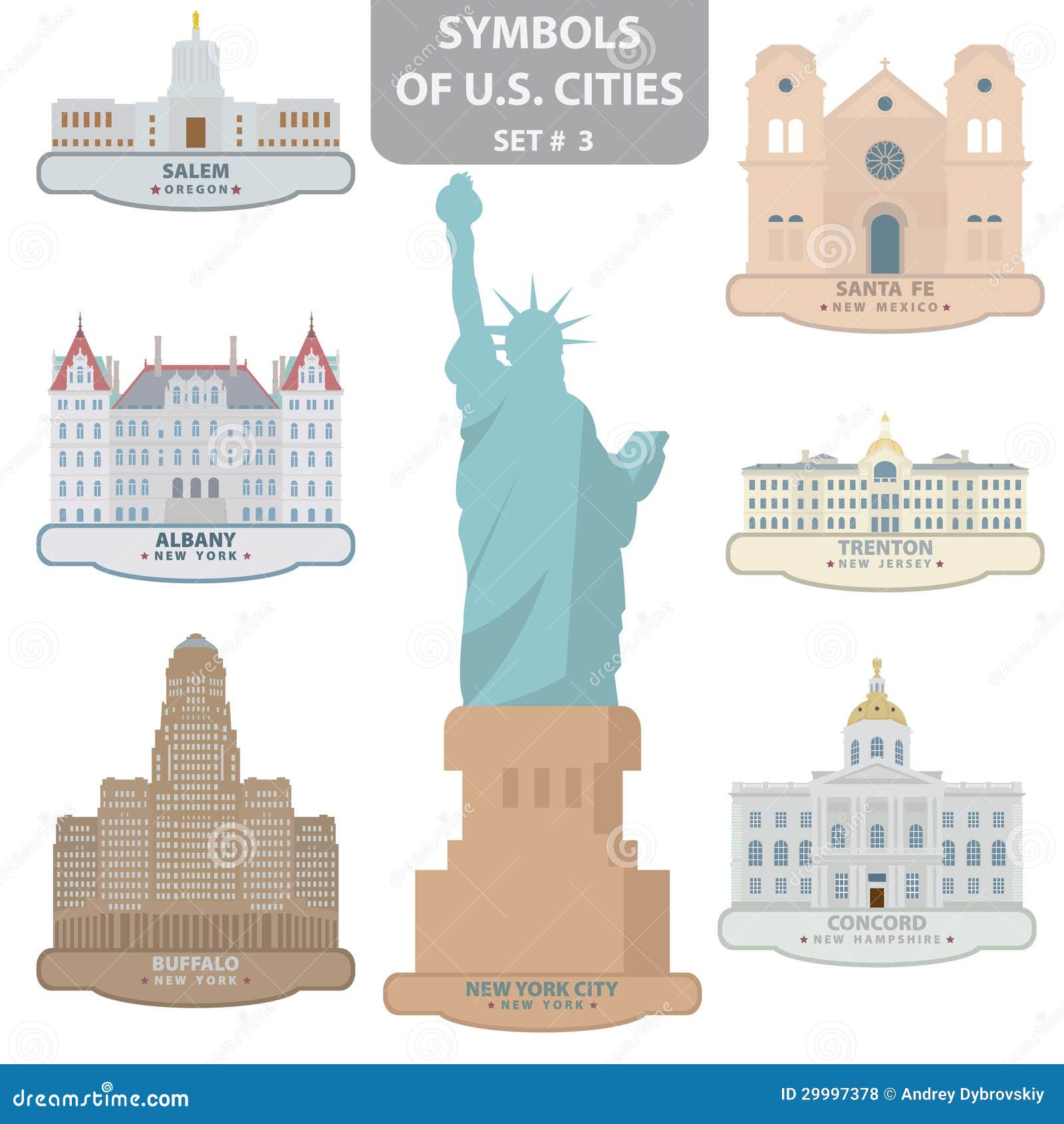 Symbols Of US Cities Vector Illustration | CartoonDealer.com #29997378