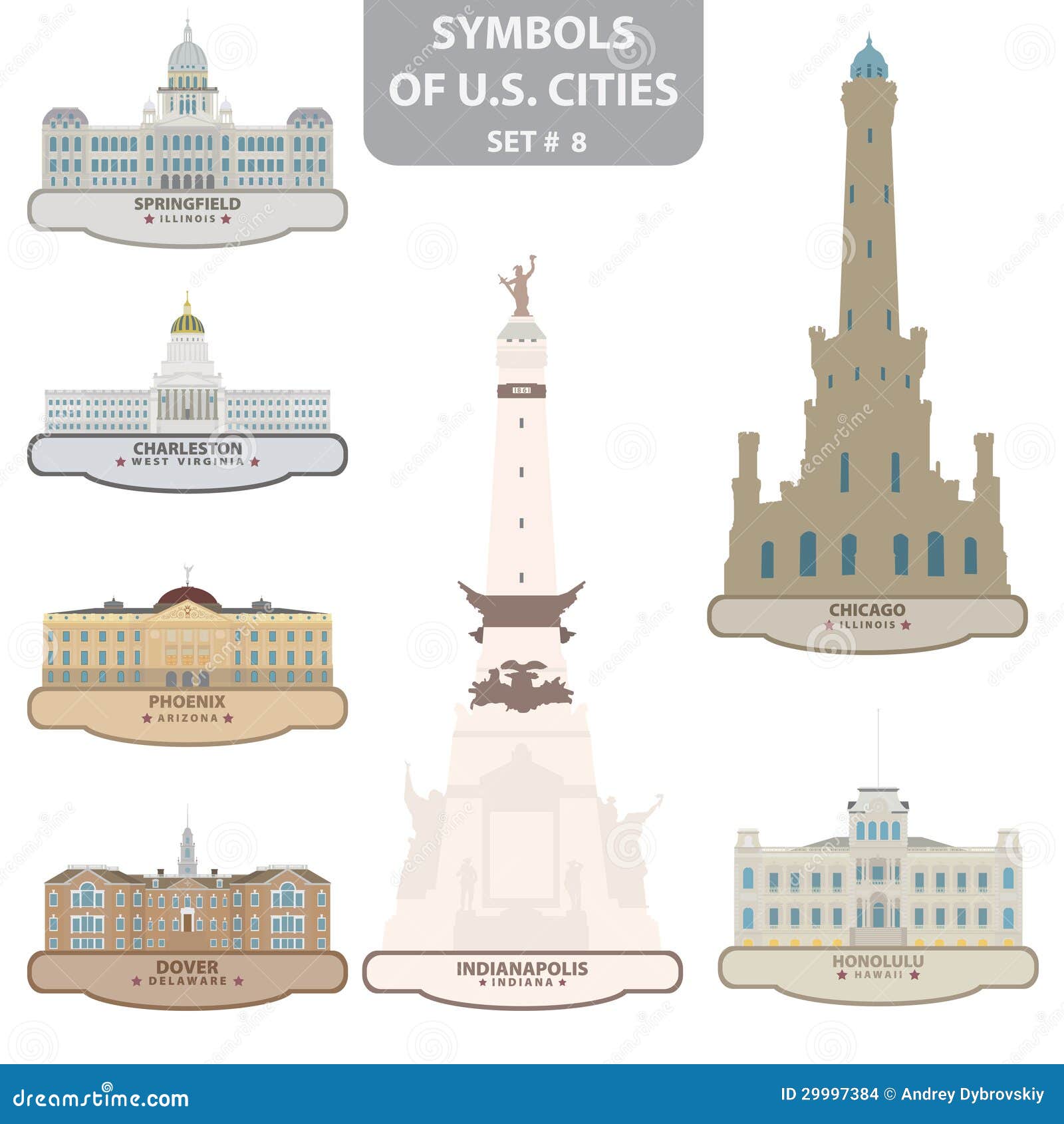 Symbols Of US Cities Vector Illustration | CartoonDealer.com #29997384