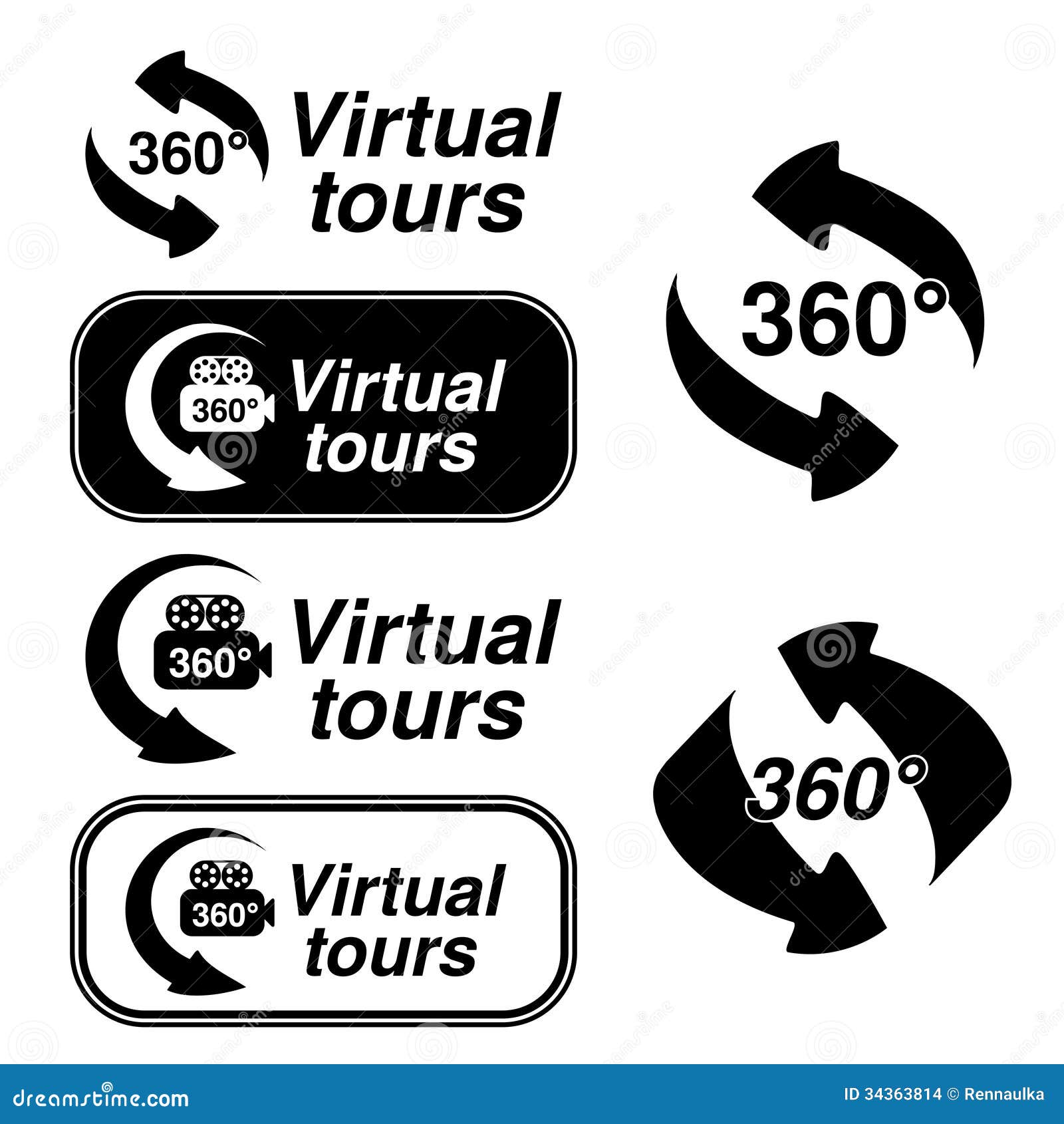 Symbols for virtual tour stock vector. Illustration of next - 34363814
