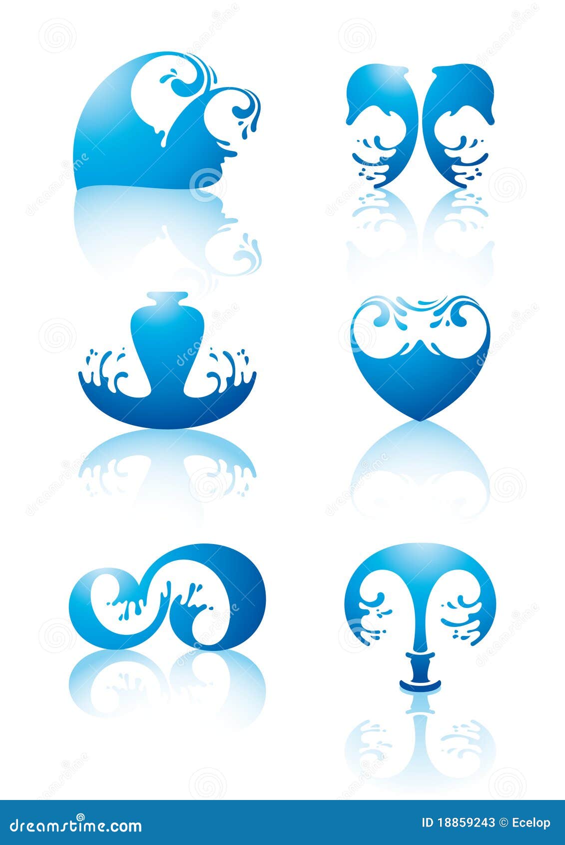 Symbols of water stock vector. Illustration of reflection - 18859243
