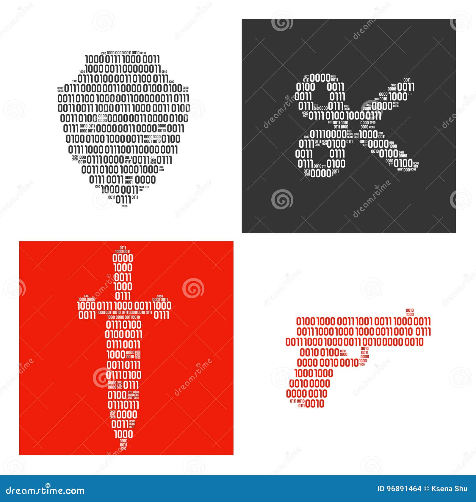 Symbols Of Weapons Filled In Binary Symbols Vector Illustration ...