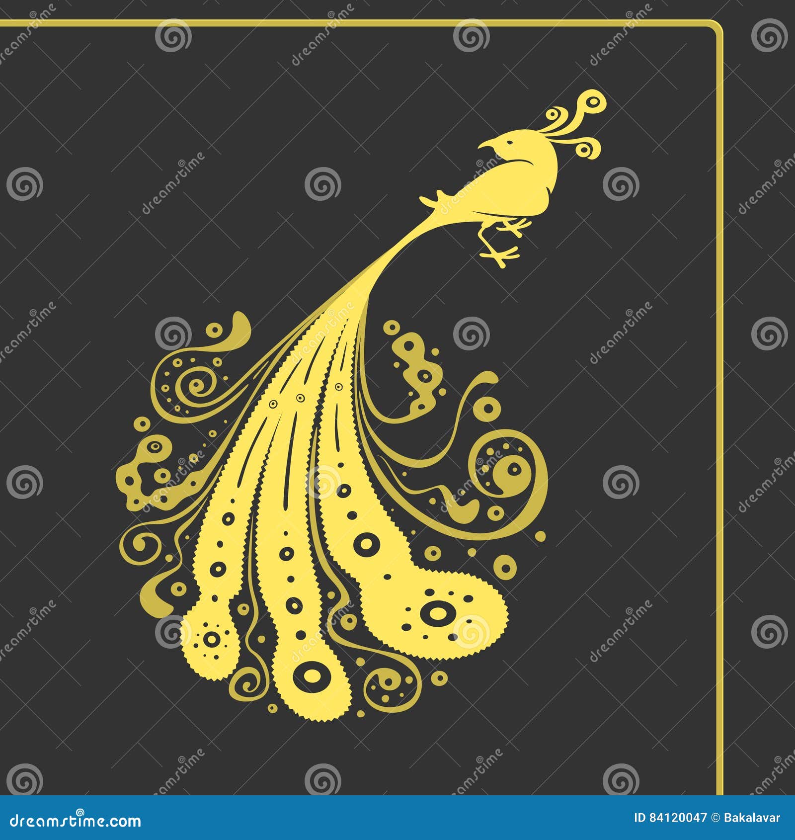 Symbool Grote Vogel Met Staartpatroon Stock Illustratie - Illustration ...