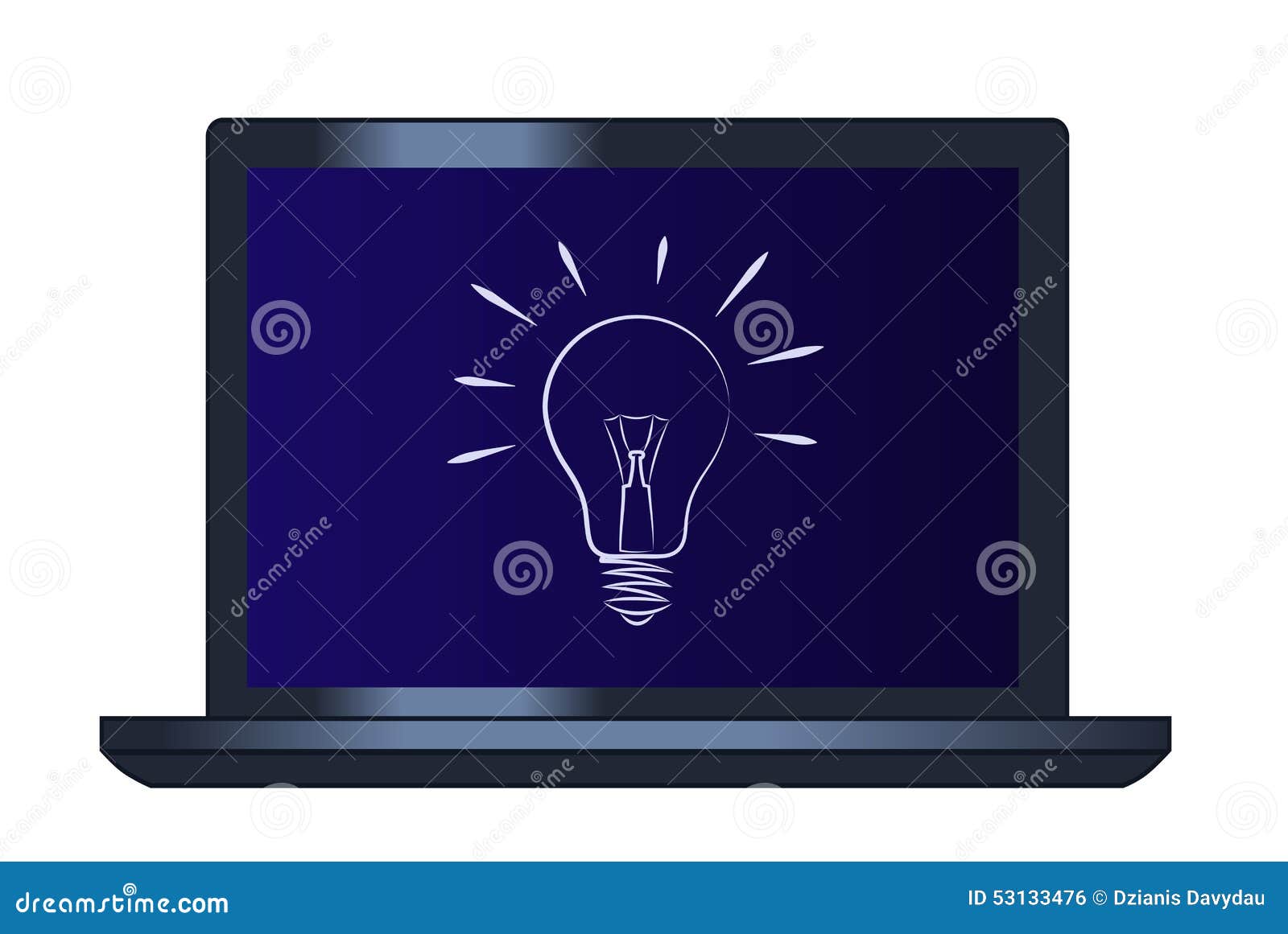 Symbool Van De Gloeilamp Op De Laptop Computer Vector Illustratie ...