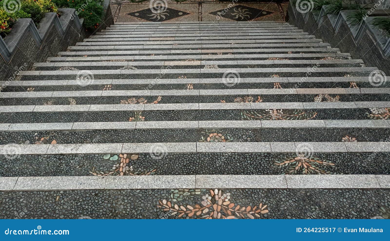 Symetrical Stairs with Pebble Stone Pattern Stock Image - Image of wood ...