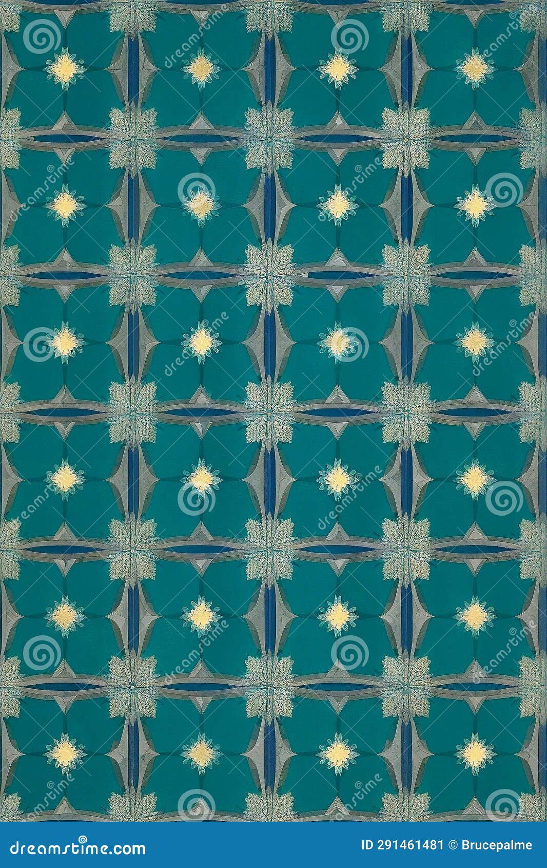 An Arabesque Pattern in Green and Blue. AI Generated Stock Illustration ...