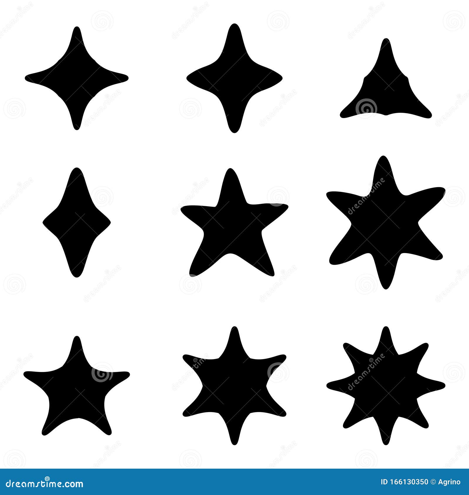 Symmetric and Asymmetric Star Set Stock Vector - Illustration of ...
