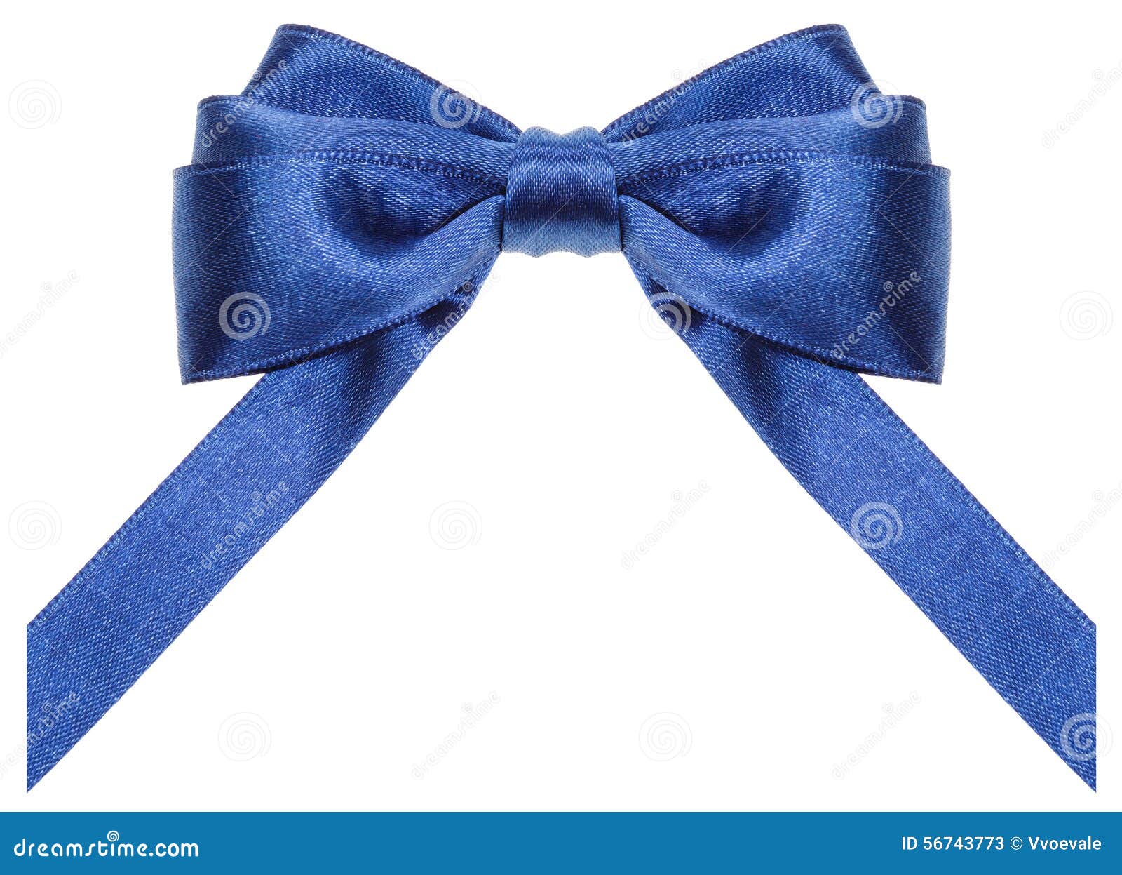 Symmetric Blue Ribbon Bow with Vertically Cut Ends Stock Image - Image ...