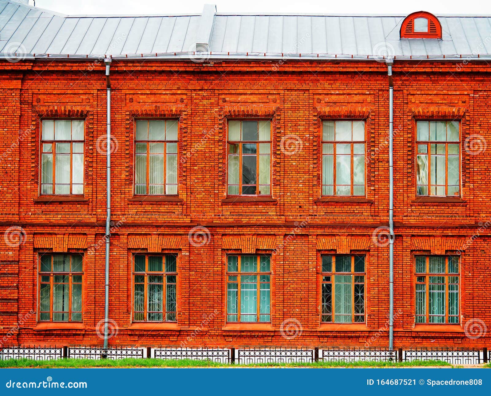Symmetric Front Side of Brick House Architecture Background Stock Image ...