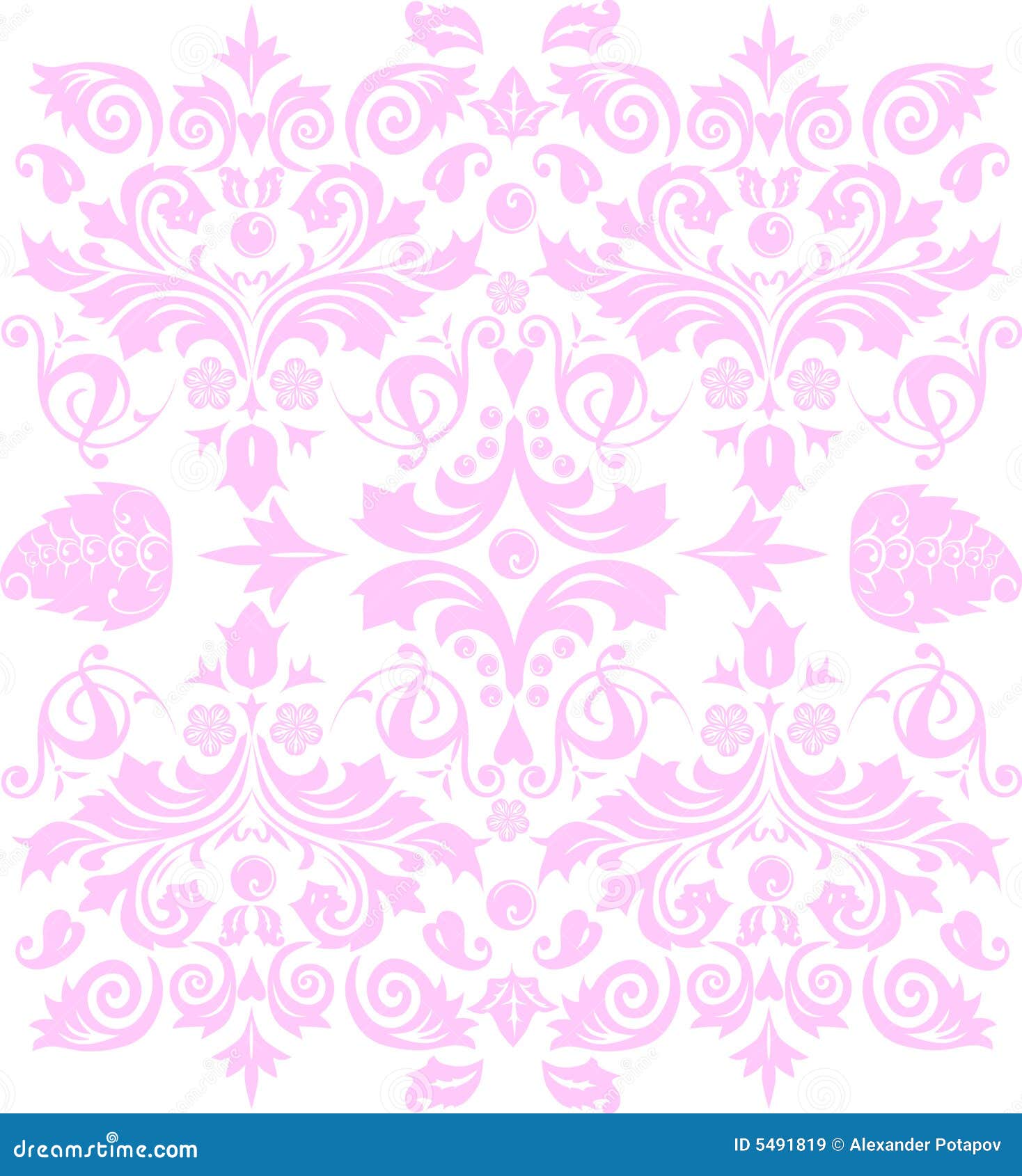 Symmetric Pink Traditional Pattern Stock Illustration - Illustration of ...