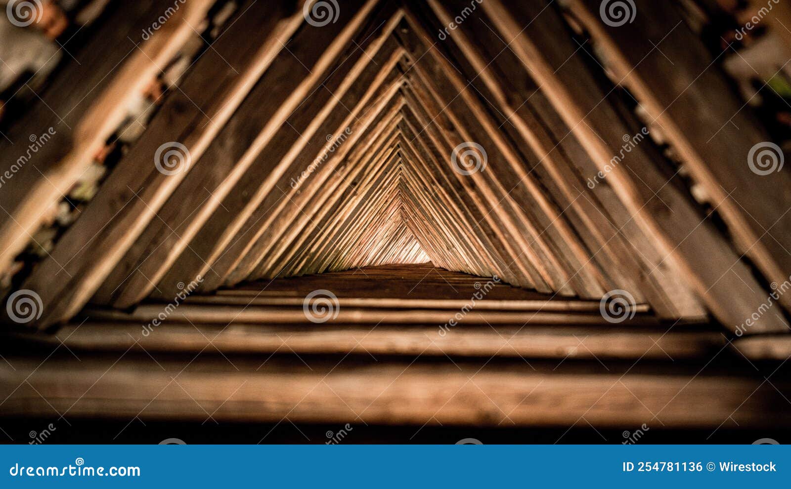 Symmetric View of a Triangle Shaped Tunnel Stock Photo - Image of ...