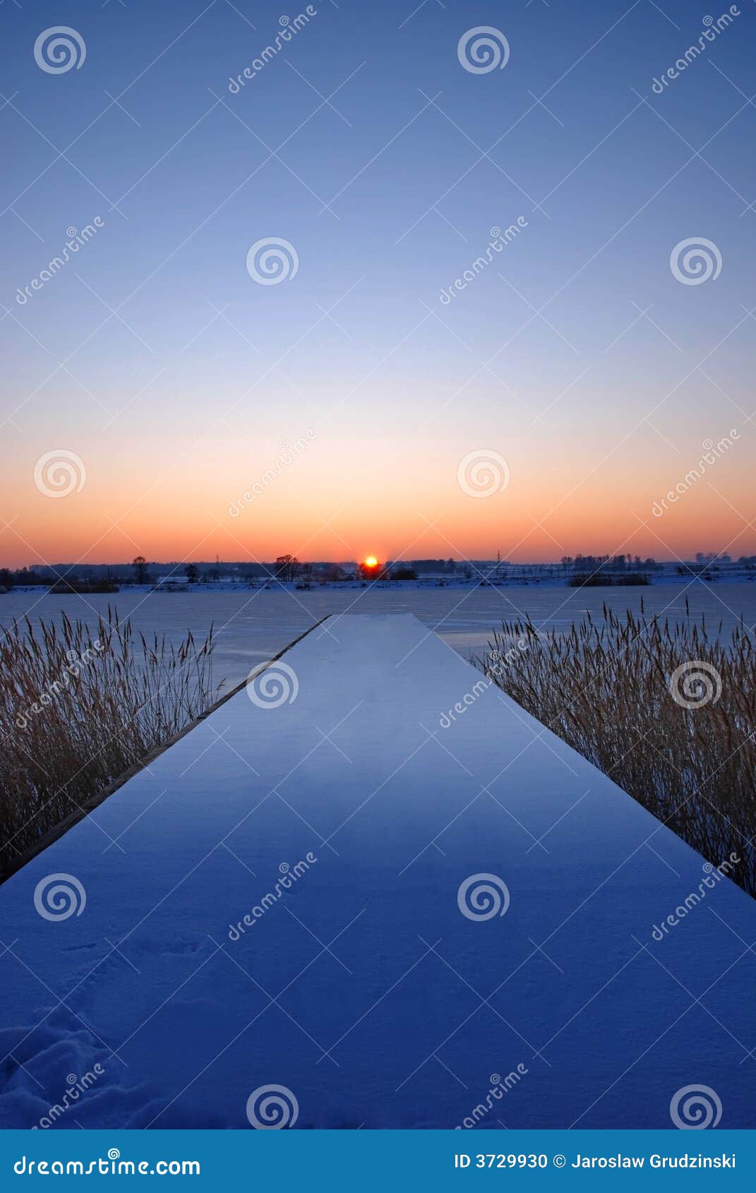 Symmetric winter sunset stock photo. Image of prints, poland - 3729930
