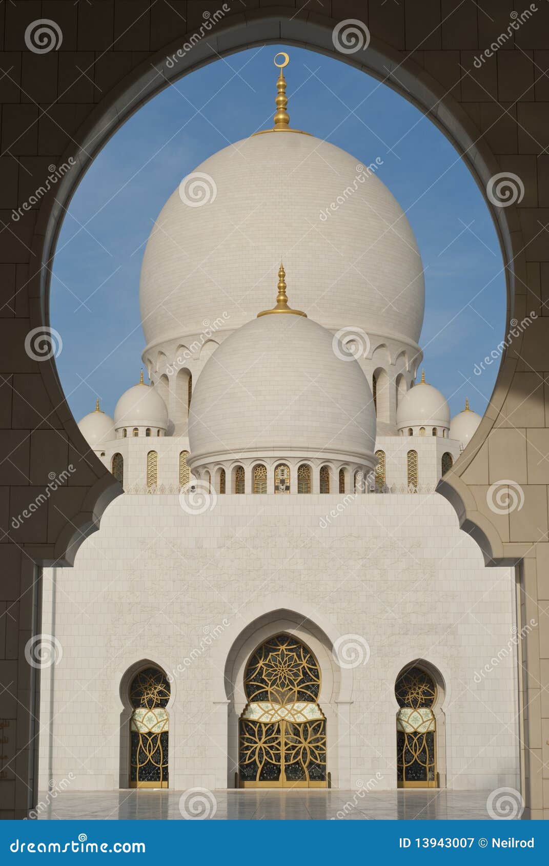 The Symmetrical Arch of a Mosque Stock Image - Image of muslim ...