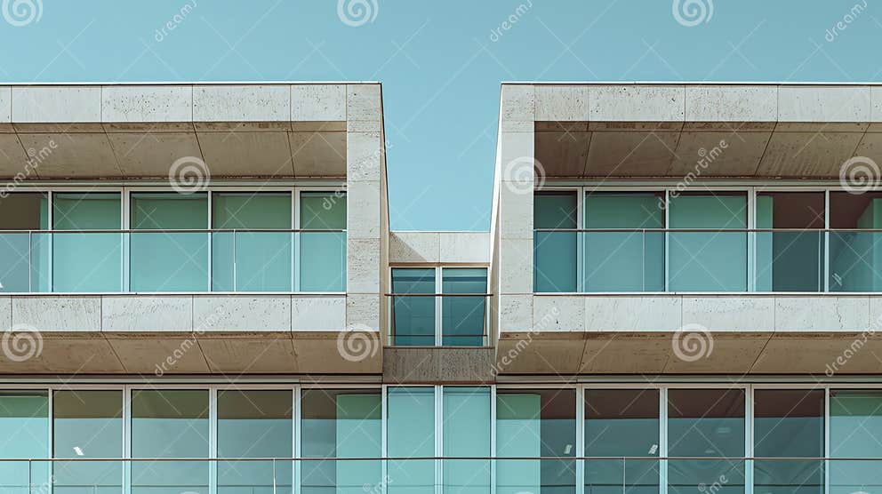 Symmetrical Architecture of a Modern Building, Close-up on the ...