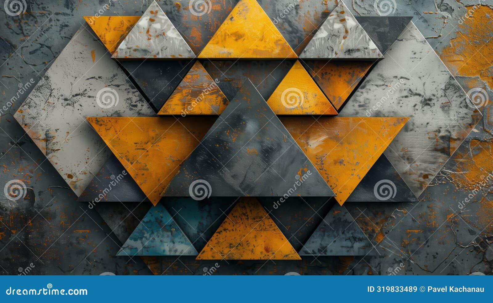 Symmetrical Arrangement of Yellow and Grey Triangles in an Abstract ...