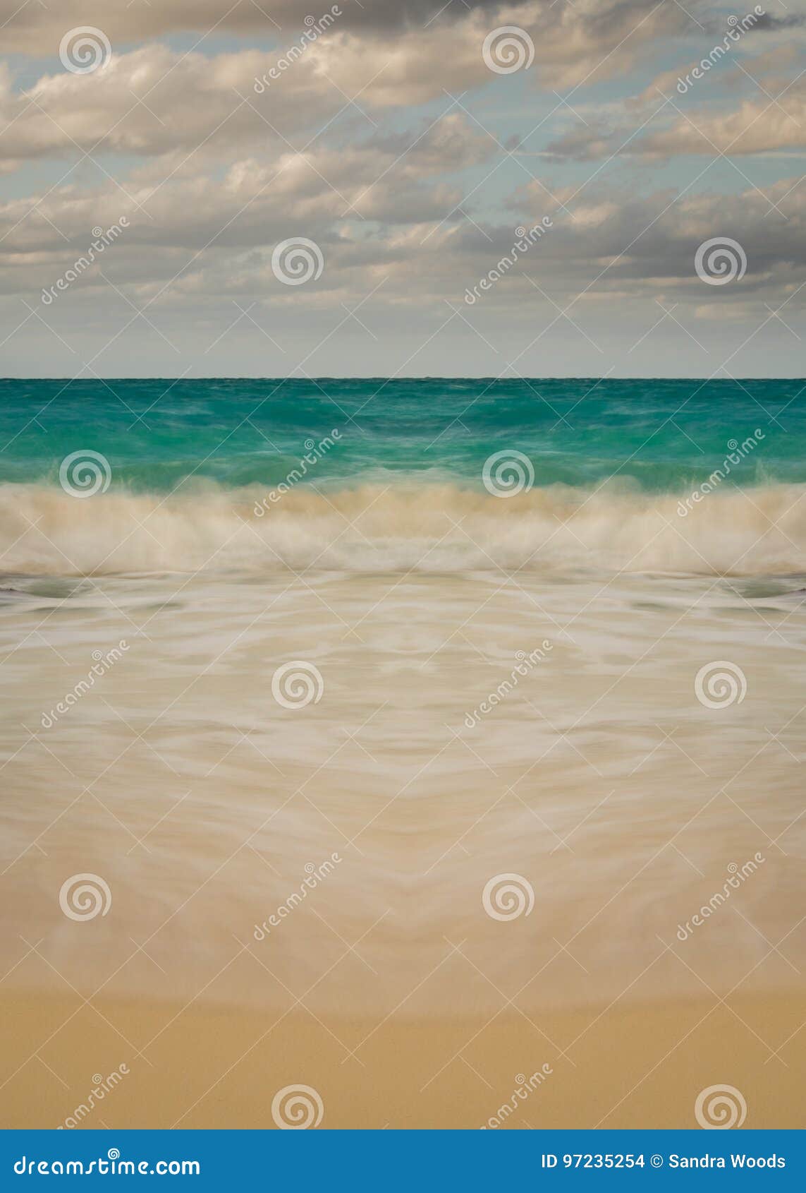 Symmetrical Beach Waves - Vertical, Natural Sky Stock Photo - Image of ...