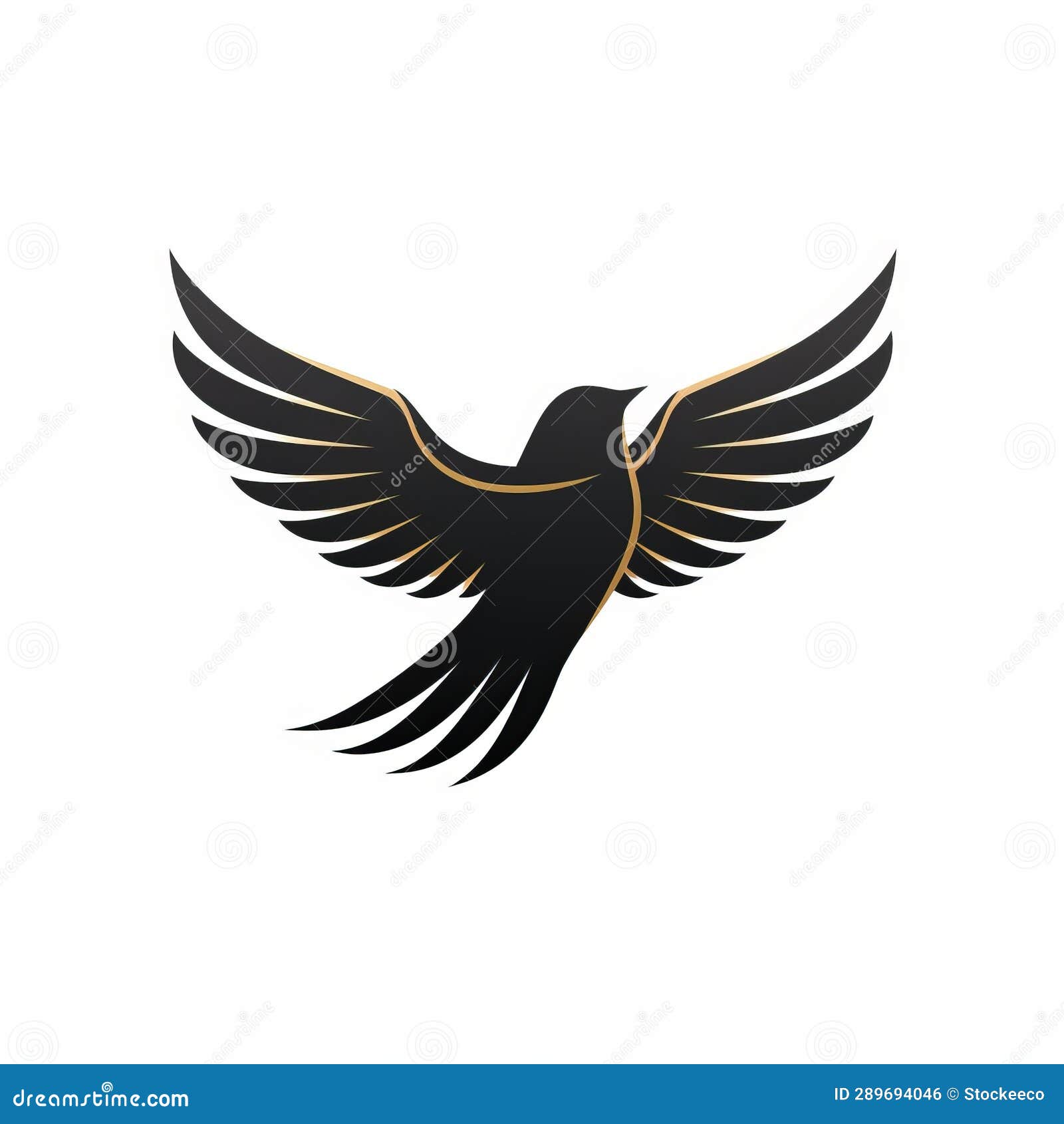 Symmetrical Black Vector Art Logo of Flying Robin with Wings Stock ...