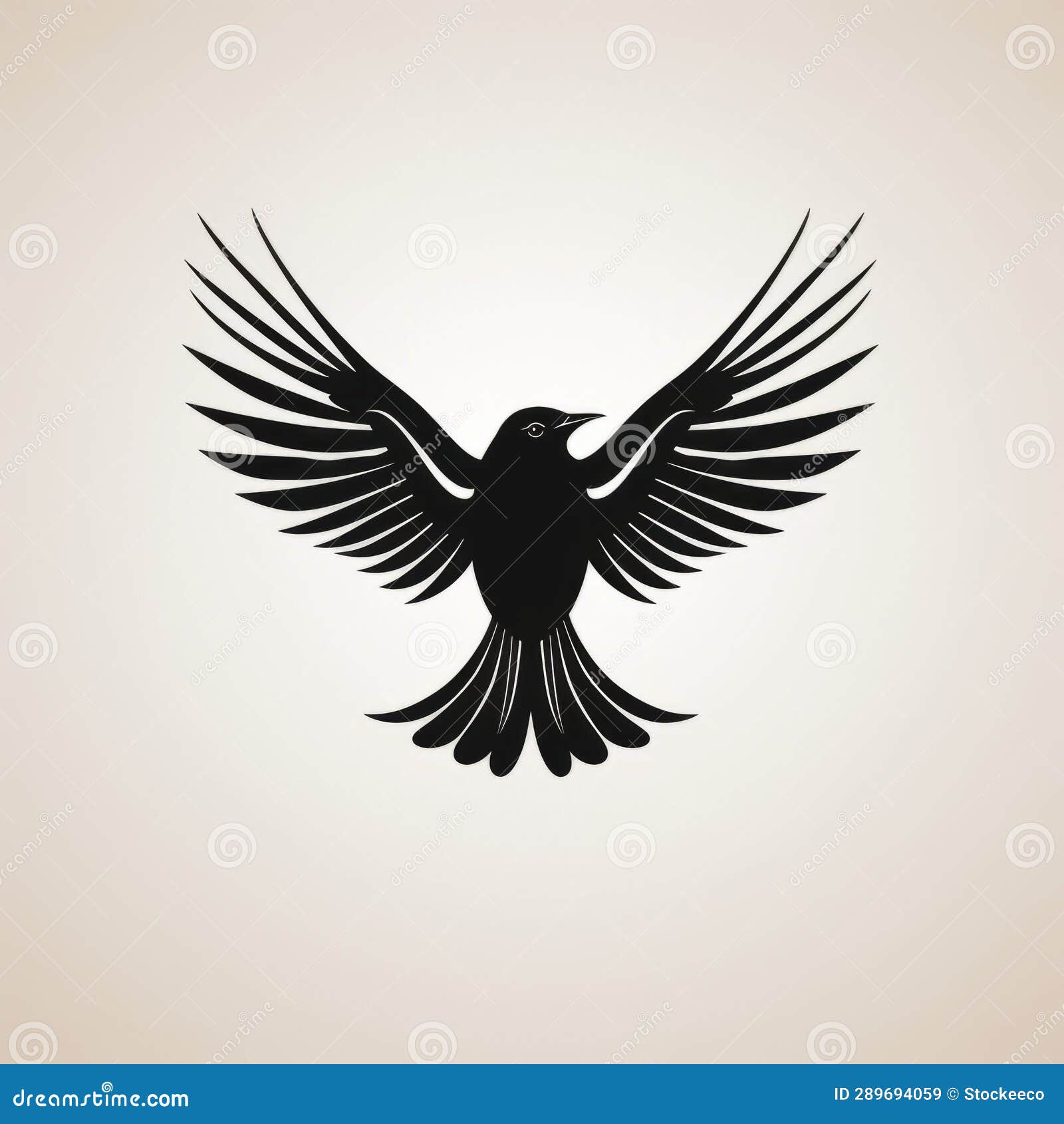 Symmetrical Black Vector Art Logo of Flying Robin with Wings Stock ...