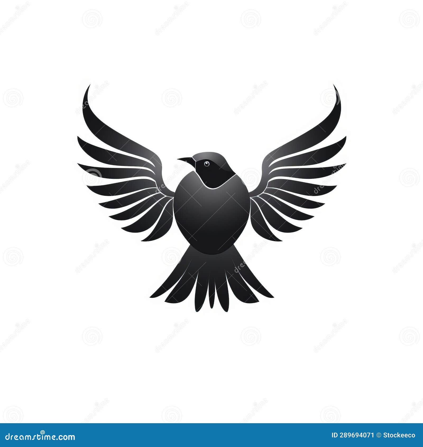 Symmetrical Black Vector Art Logo of Flying Robin with Wings Stock ...