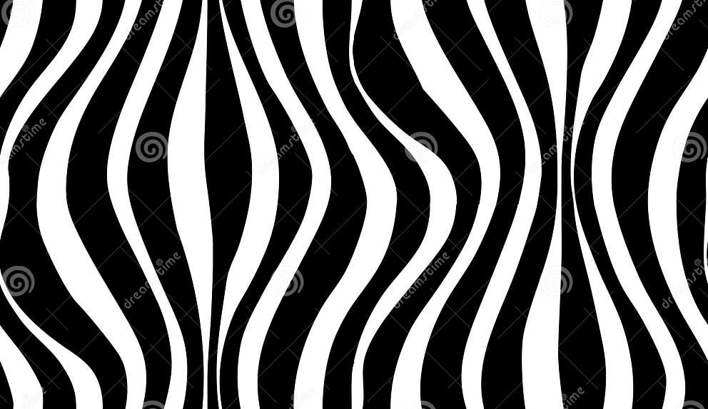 Symmetrical Black and White Pattern with Bold Wavy Lines. Seamless ...