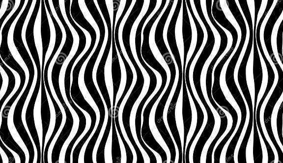 Symmetrical Black and White Pattern with Bold Wavy Lines. Seamless ...