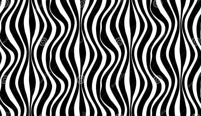 Symmetrical Black and White Pattern with Bold Wavy Lines. Seamless ...
