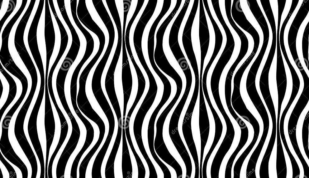 Symmetrical Black and White Pattern with Bold Wavy Lines. Seamless ...