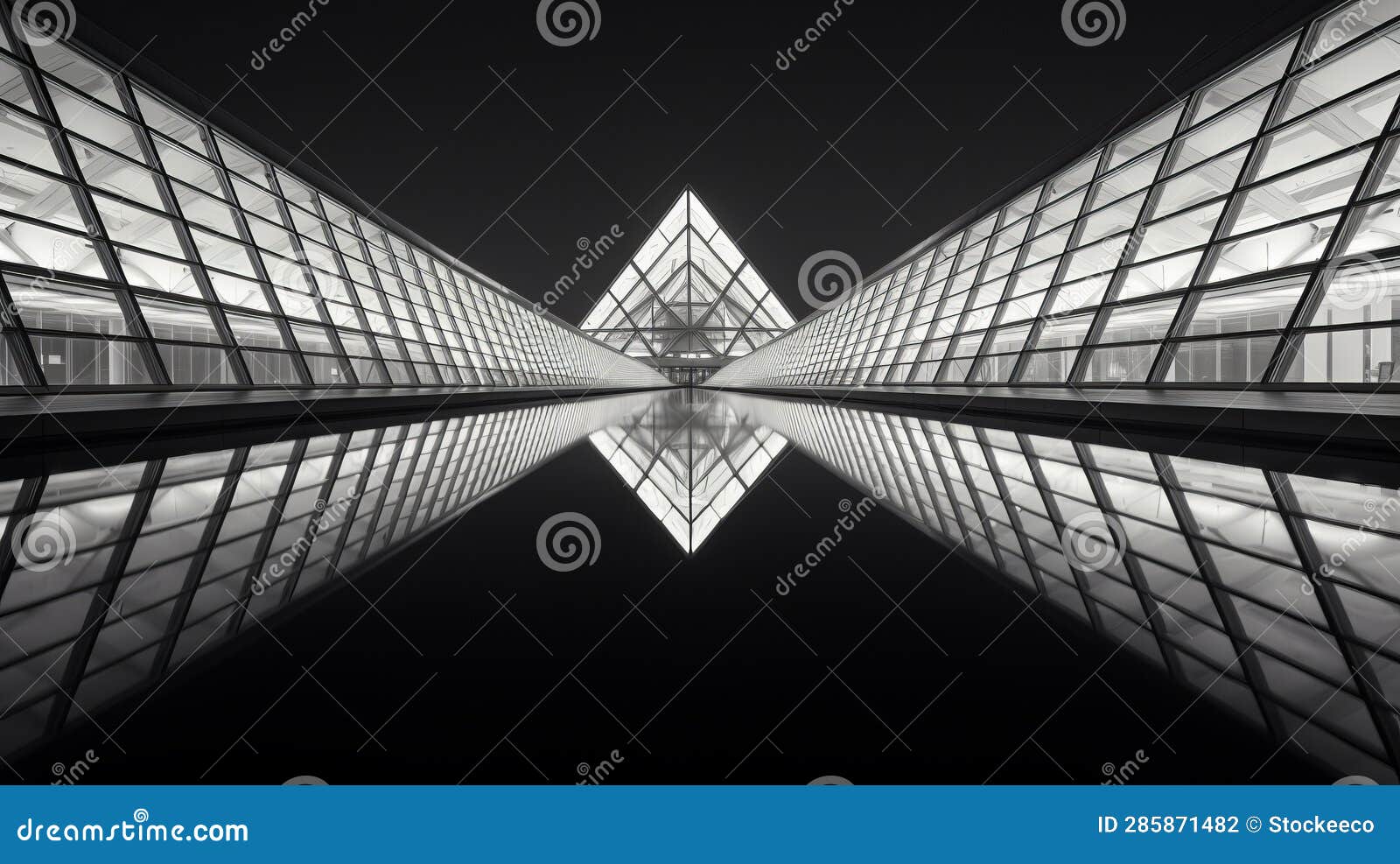 Symmetrical Black and White Photo of Reflective Triangular Structure ...
