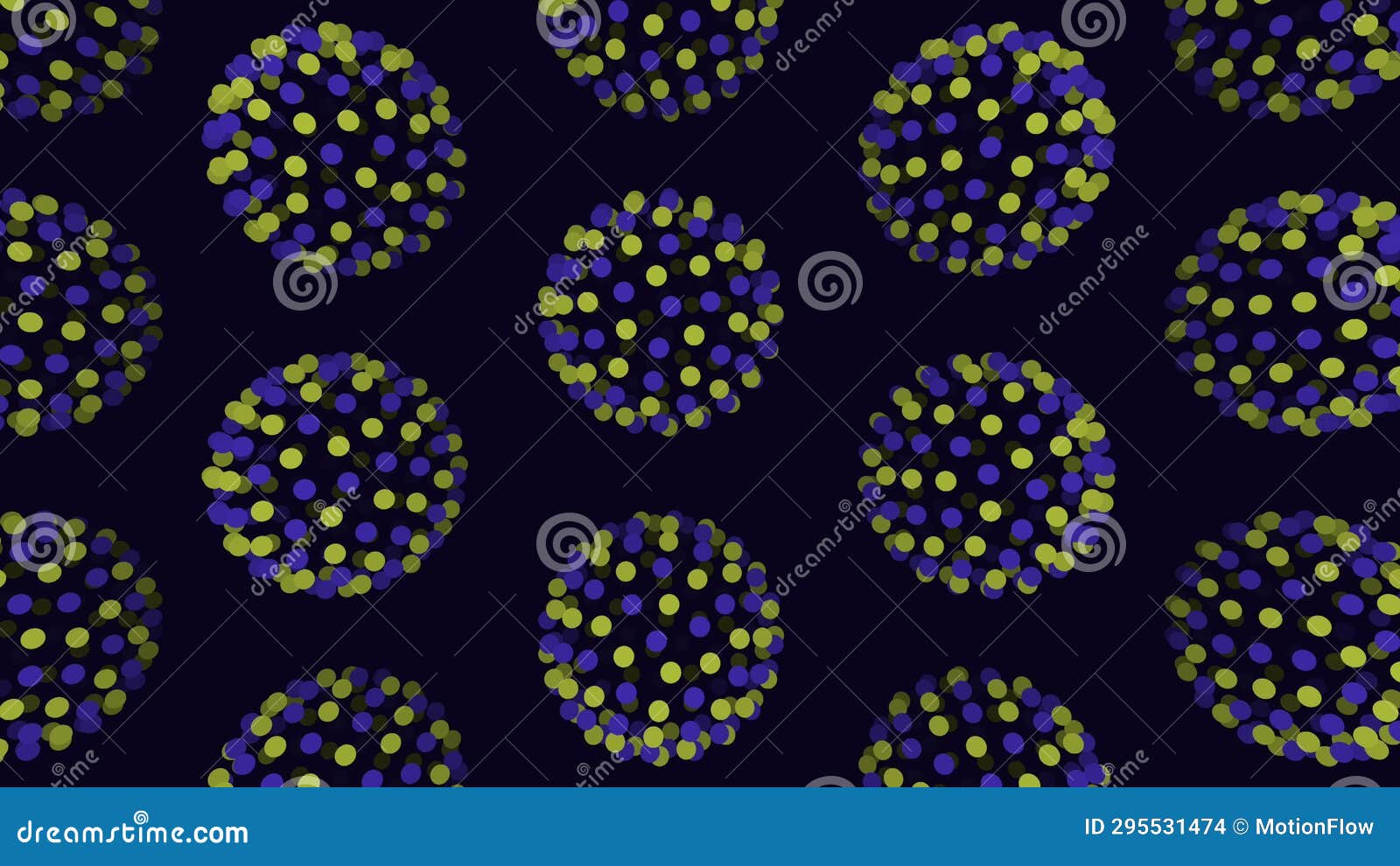 Symmetrical Blue and Yellow Dot Pattern on Black Background Stock ...