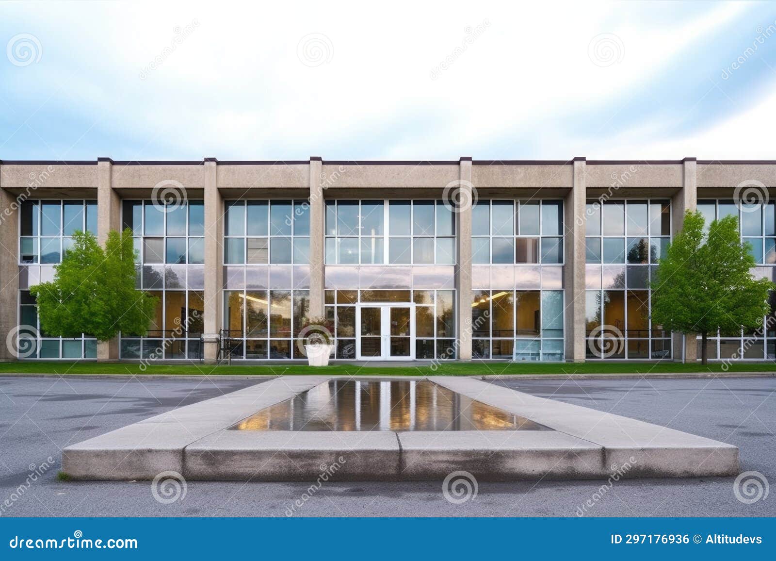Symmetrical Building Exterior with Large Rectangular Windows Stock ...