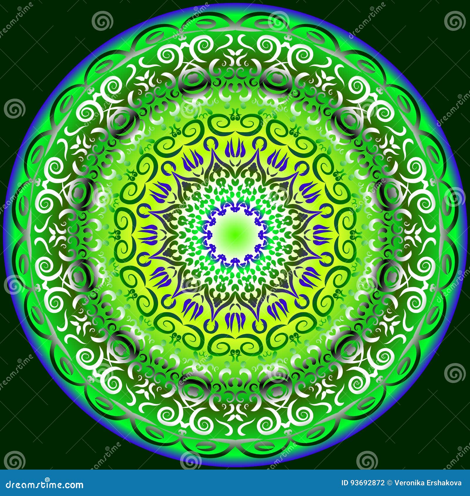 Symmetrical Circular Pattern in Bright Colors Stock Illustration ...