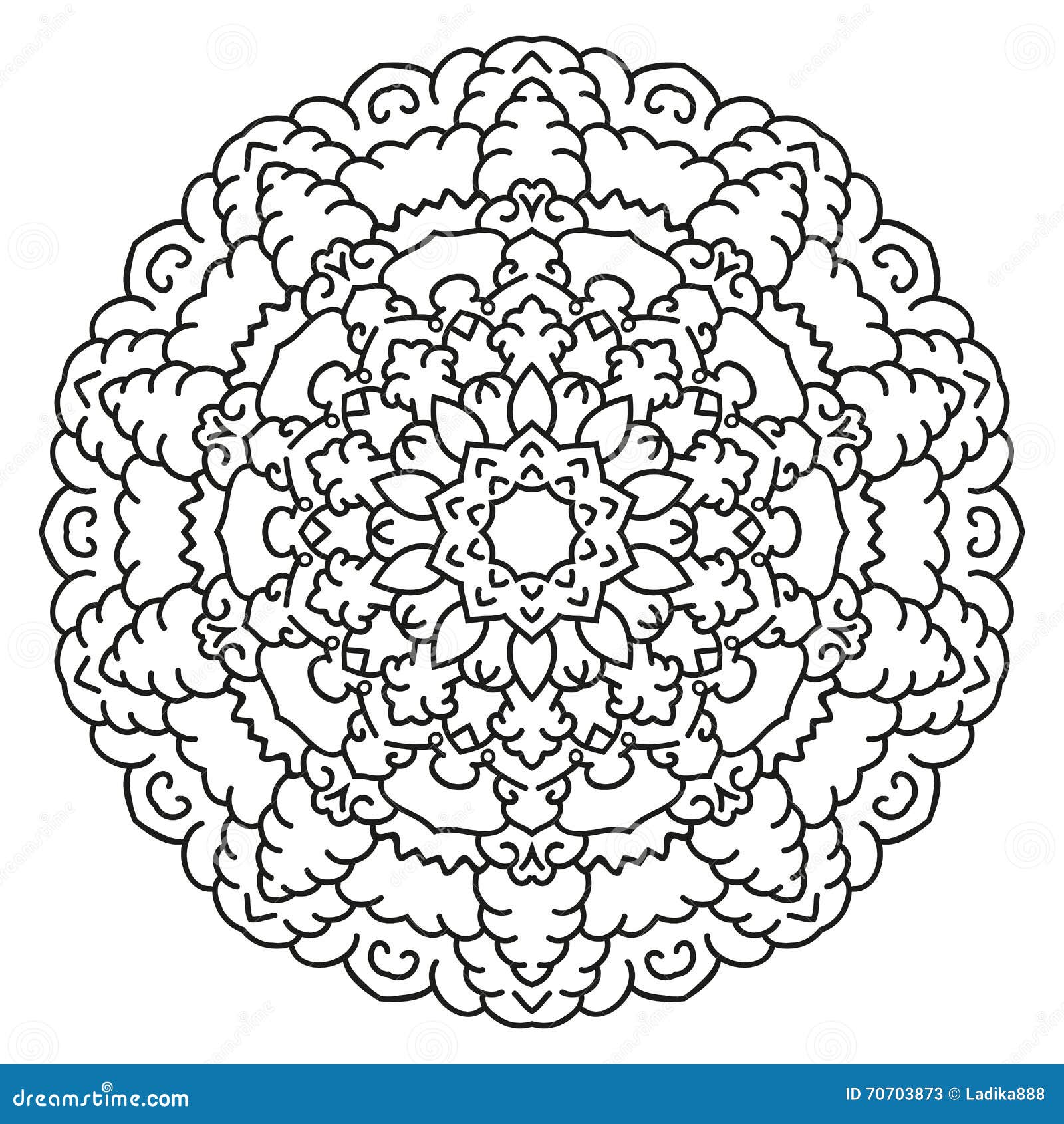 Symmetrical Circular Pattern Mandala. Stock Vector - Illustration of ...